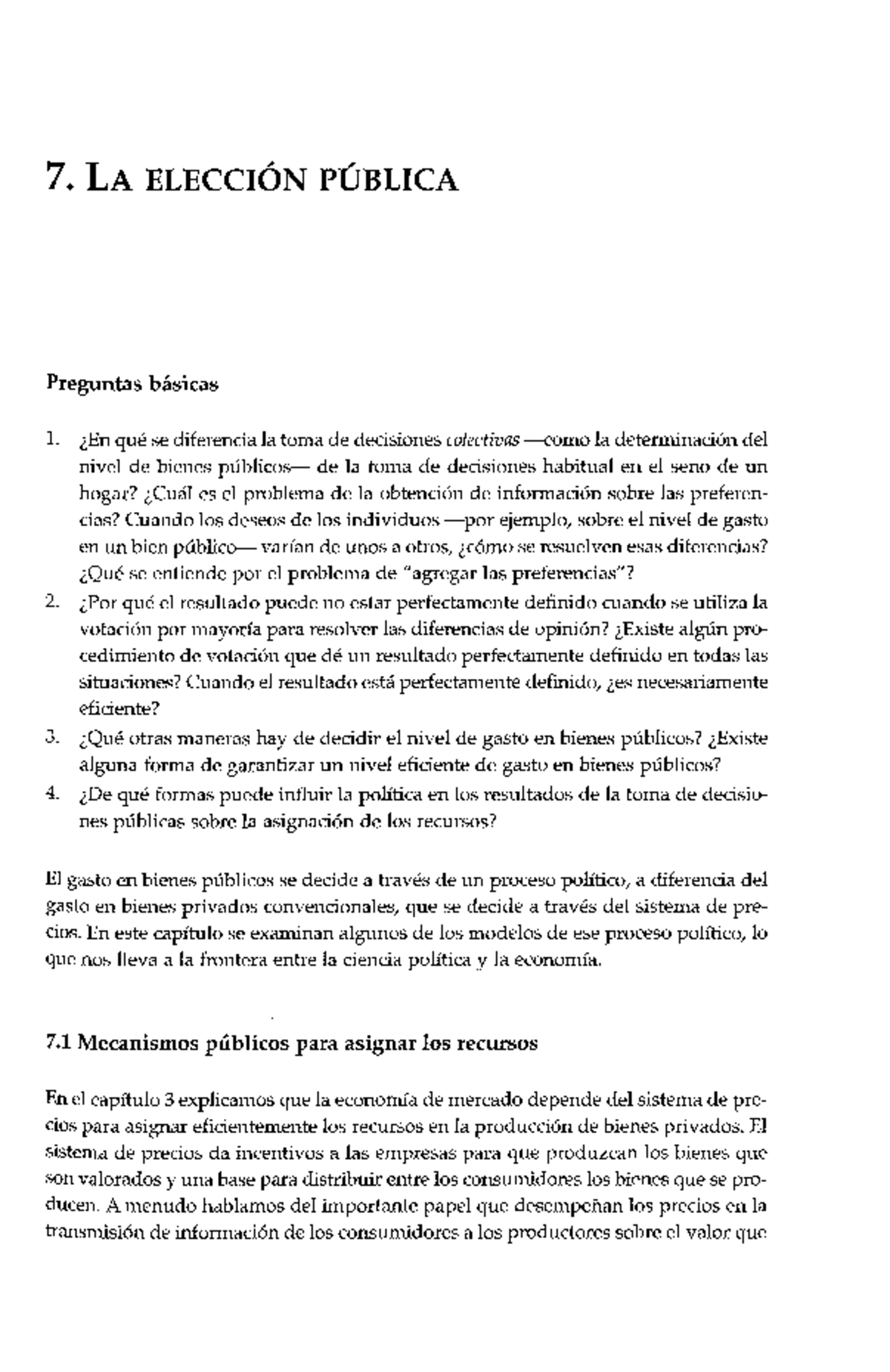 7. LA ELECCIÓN PÚBLICA: Preguntas Clave y Análisis (Stiglitz) - Studocu