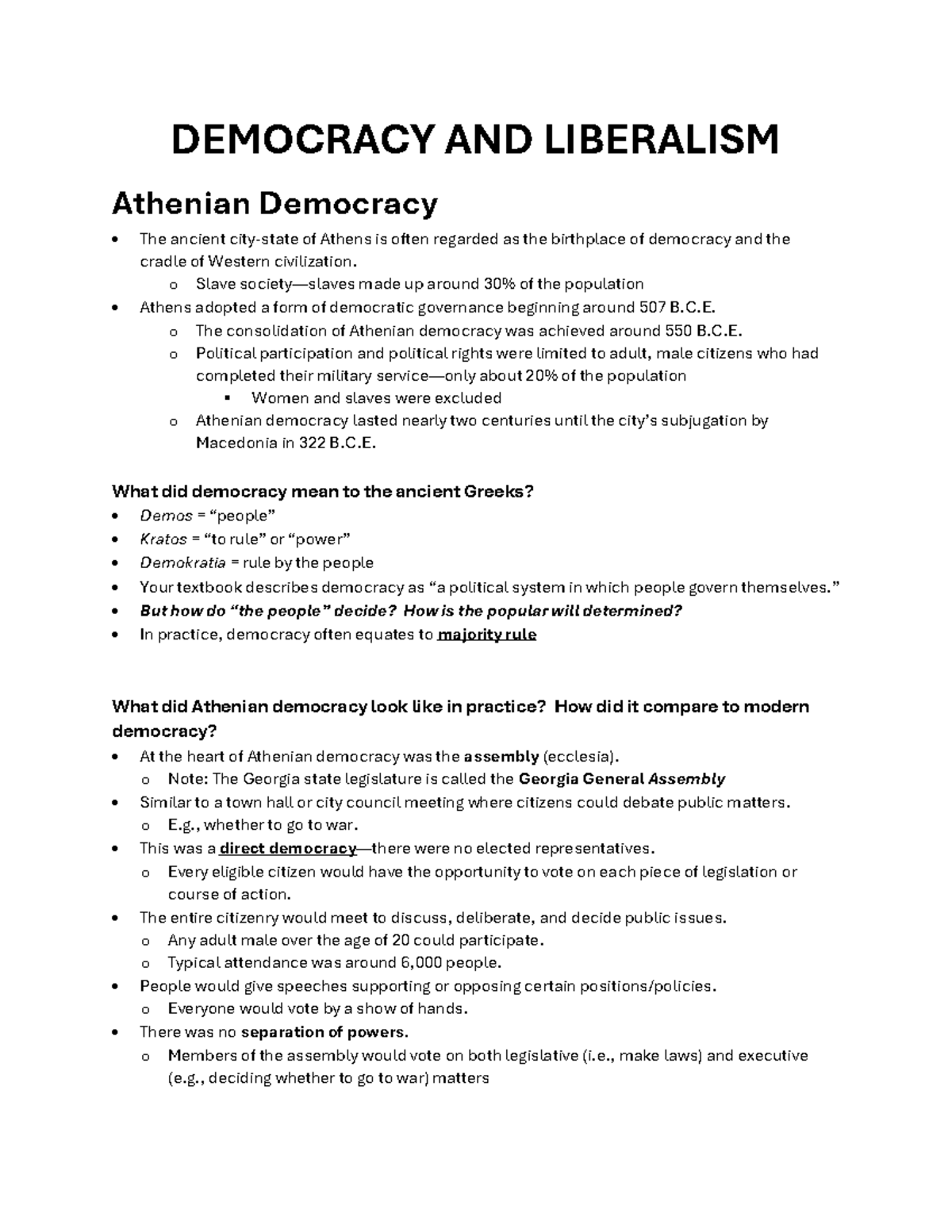 Democracy and Liberalism: Analyzing Athenian and Modern Perspectives ...