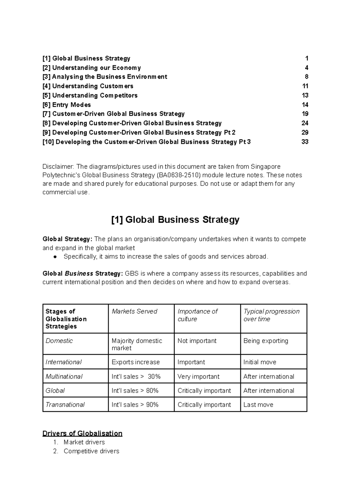GBS 101: Global Business Strategy Lecture Notes and Analysis - Studocu