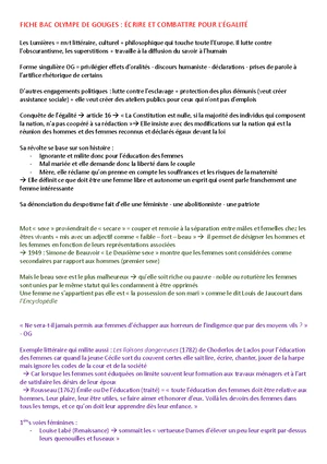 Texte Olympe de Gouges DDFC - Fiche Oral : Extrait 1 Les droits de la ...