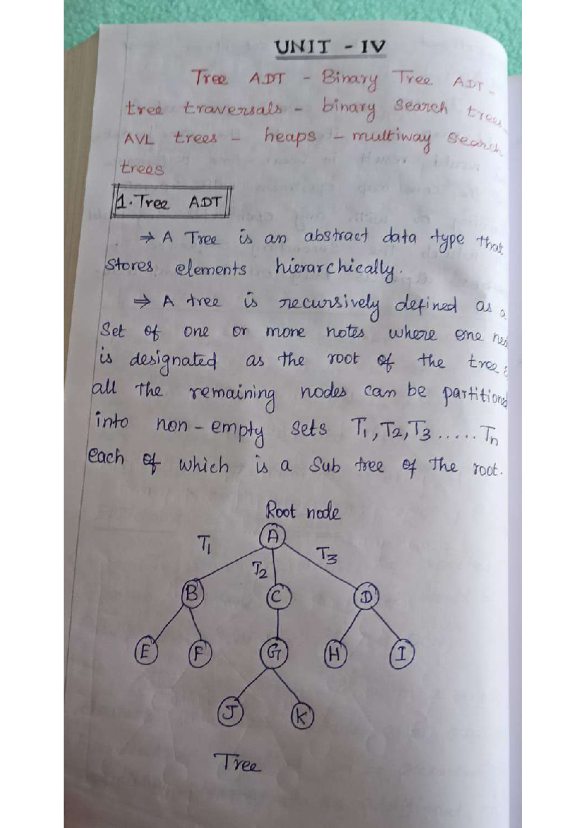 CS101 Unit IV: Tree ADT, Binary Trees, and Traversals - Studocu