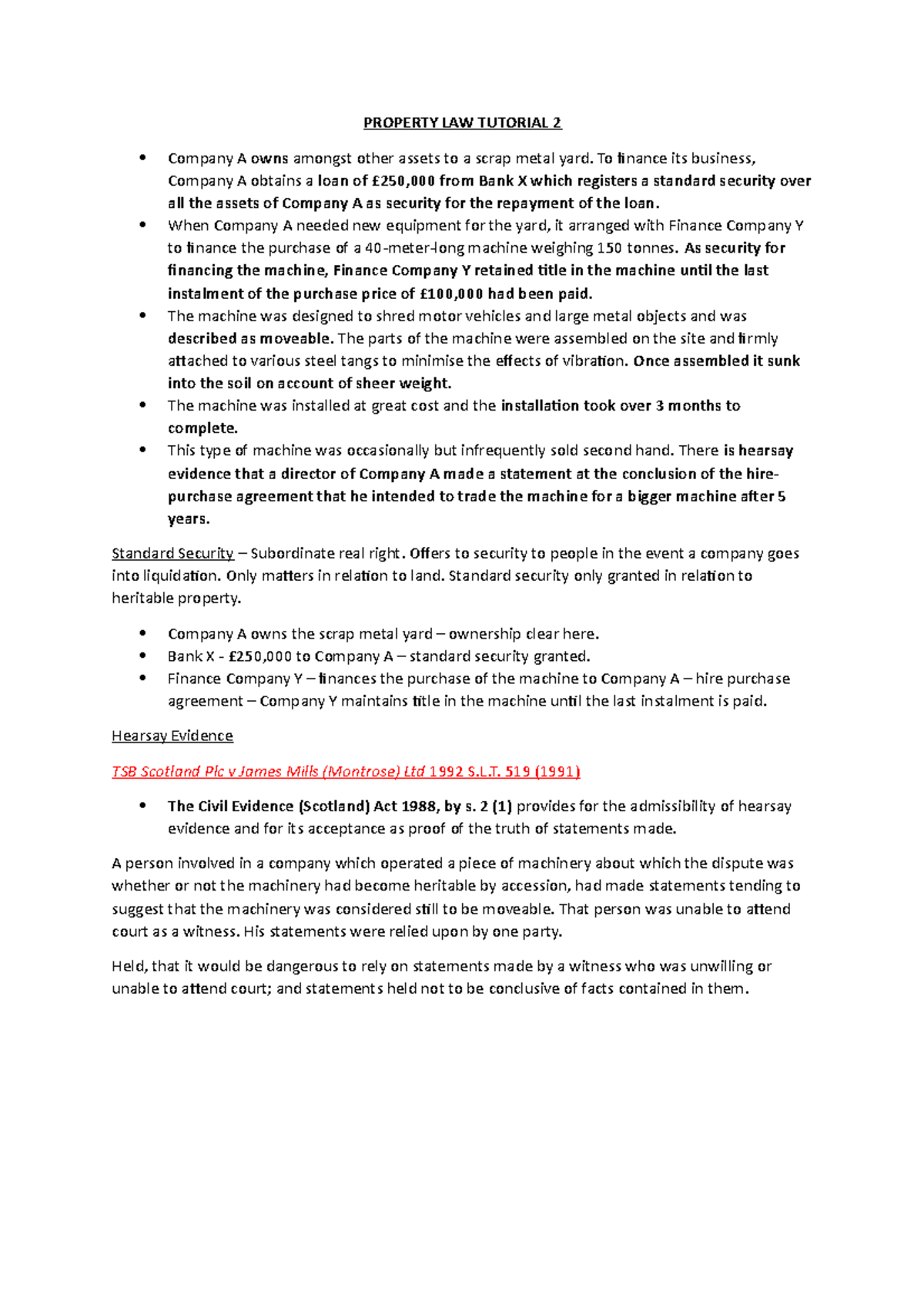 Property LAW Tutorial 2 - LS2031 - Abdn - Studocu