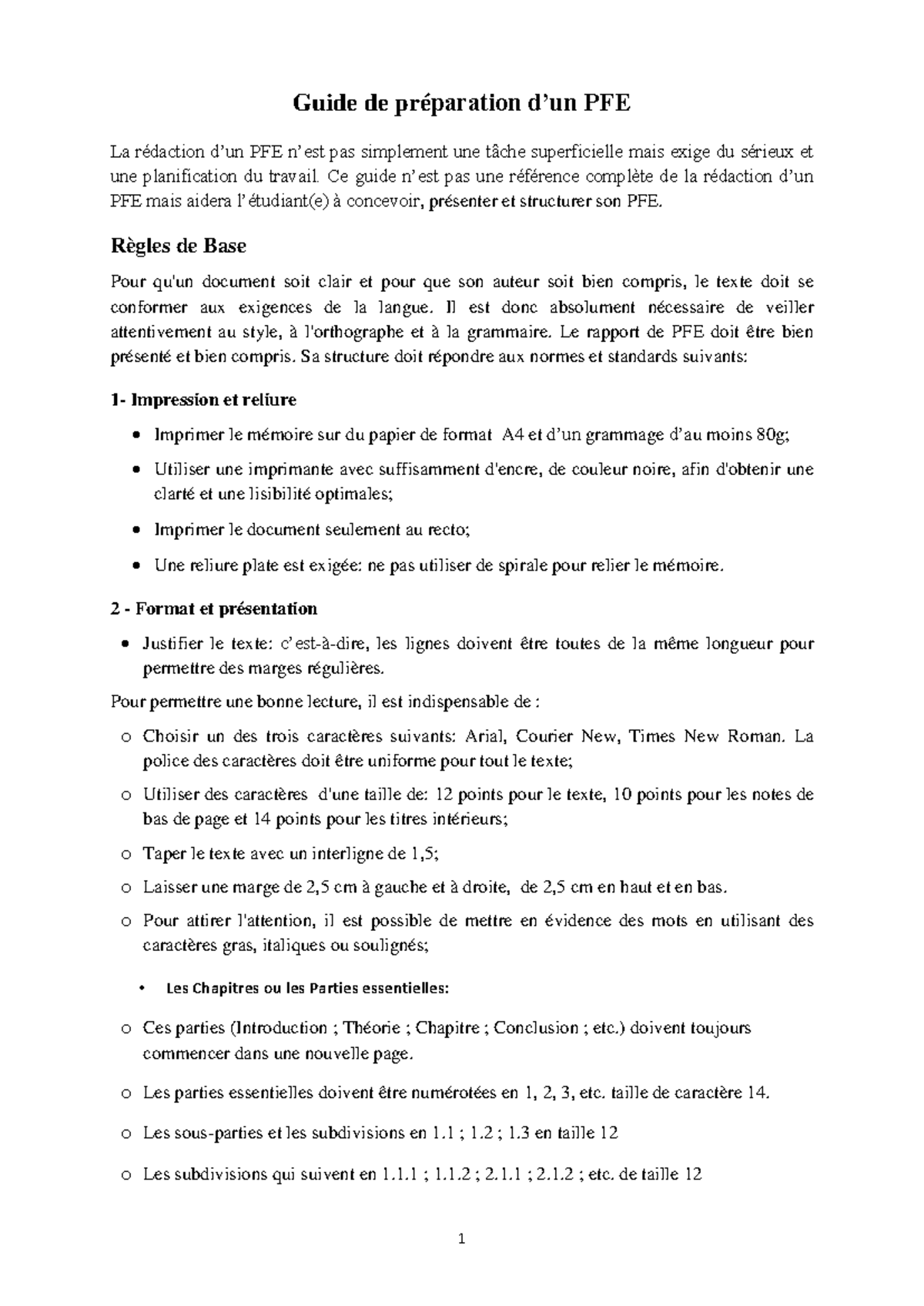 Guide de Préparation d'un PFE - Université Ibn Tofail - Licence en Éco ...