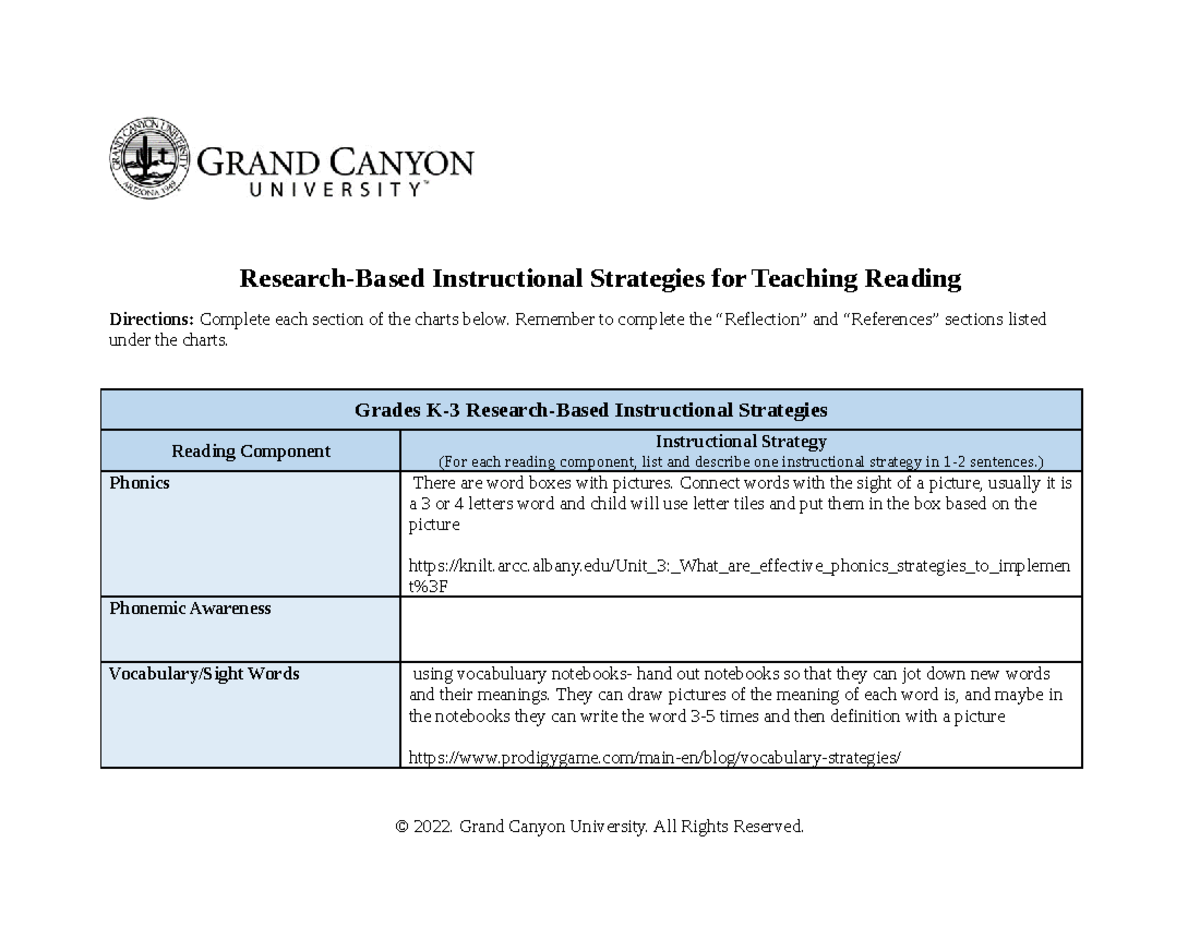REA-325 T1 Effective Instructional Strategies for Teaching Reading ...
