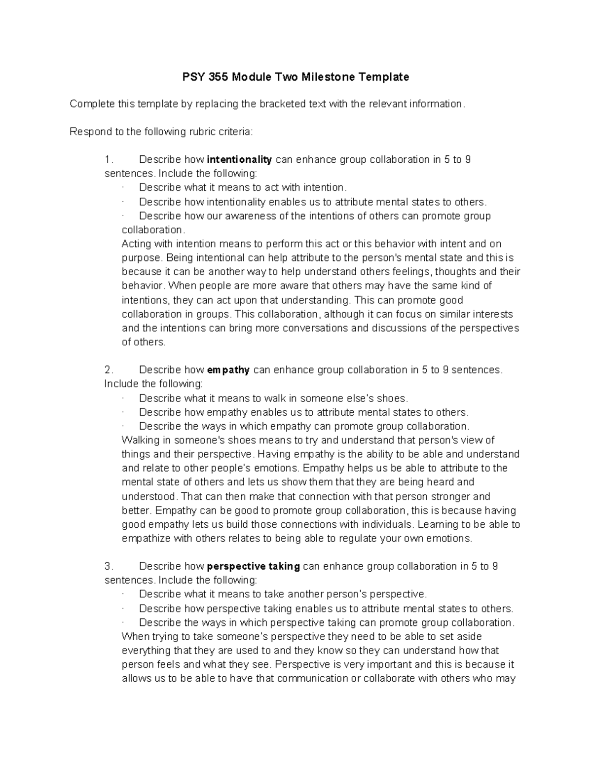 PSY 355 Module Two Milestone: Enhancing Group Collaboration - Studocu
