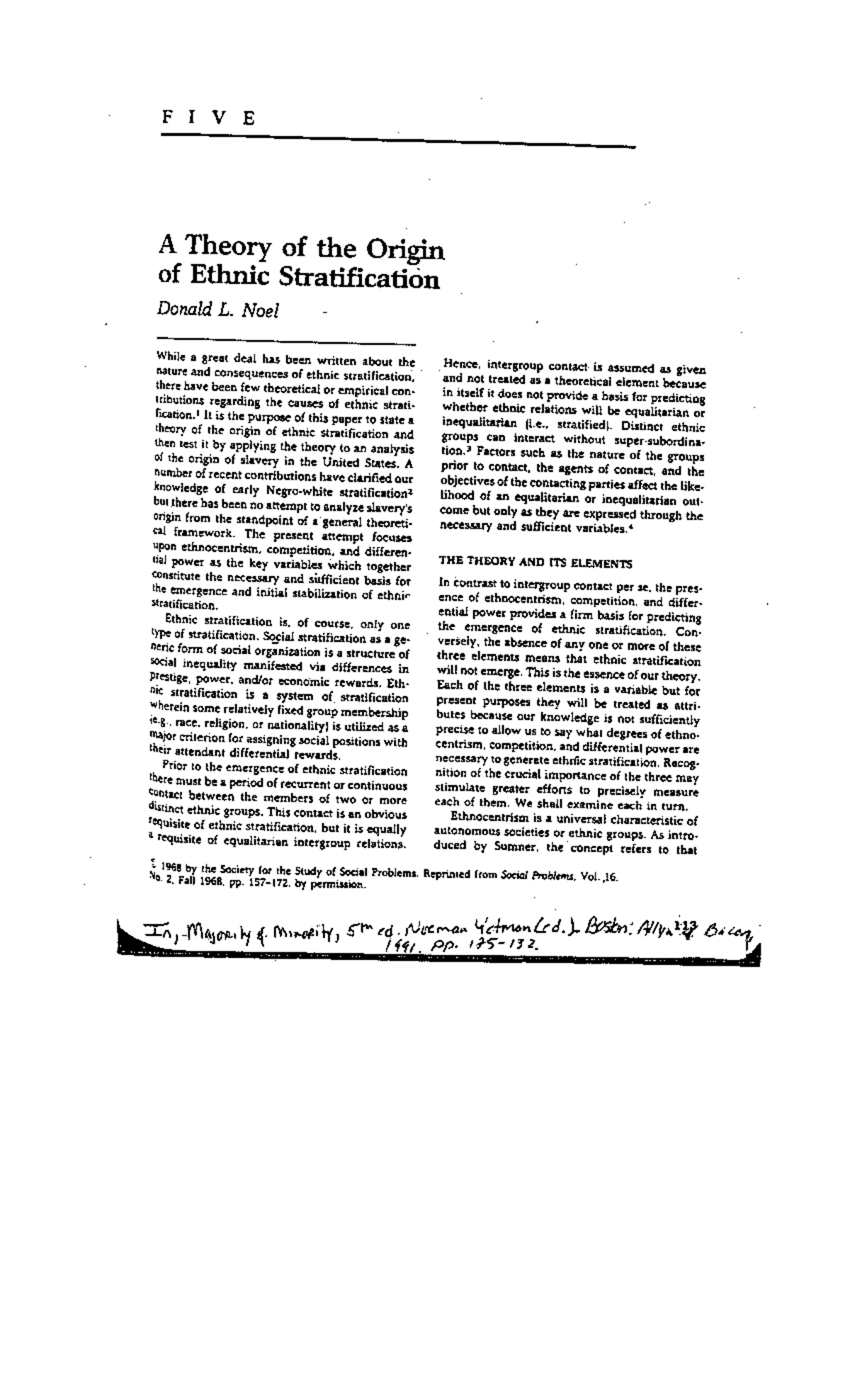 A Theory of Ethnic Stratification: Analyzing Origins and Dynamics - Studocu