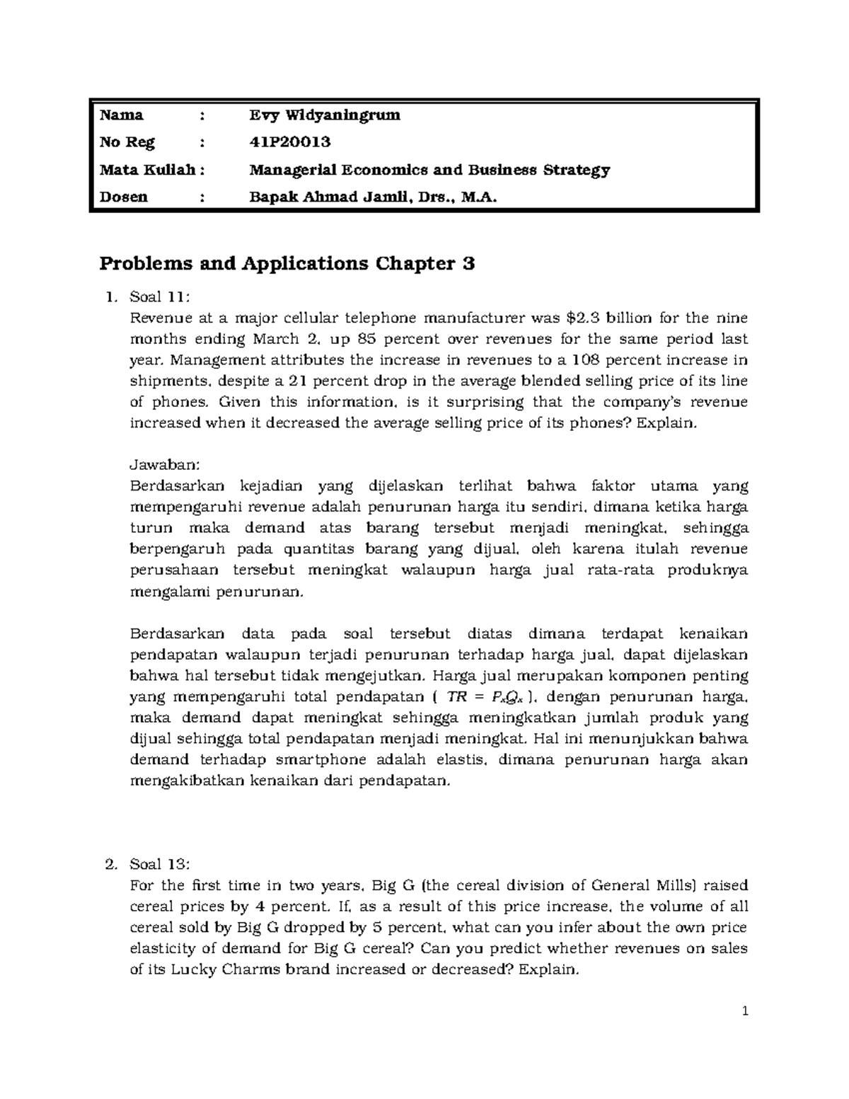 2. Problems & Applications Chapter 3 - Nama : Evy Widyaningrum No Reg : 41P Mata Kuliah ...
