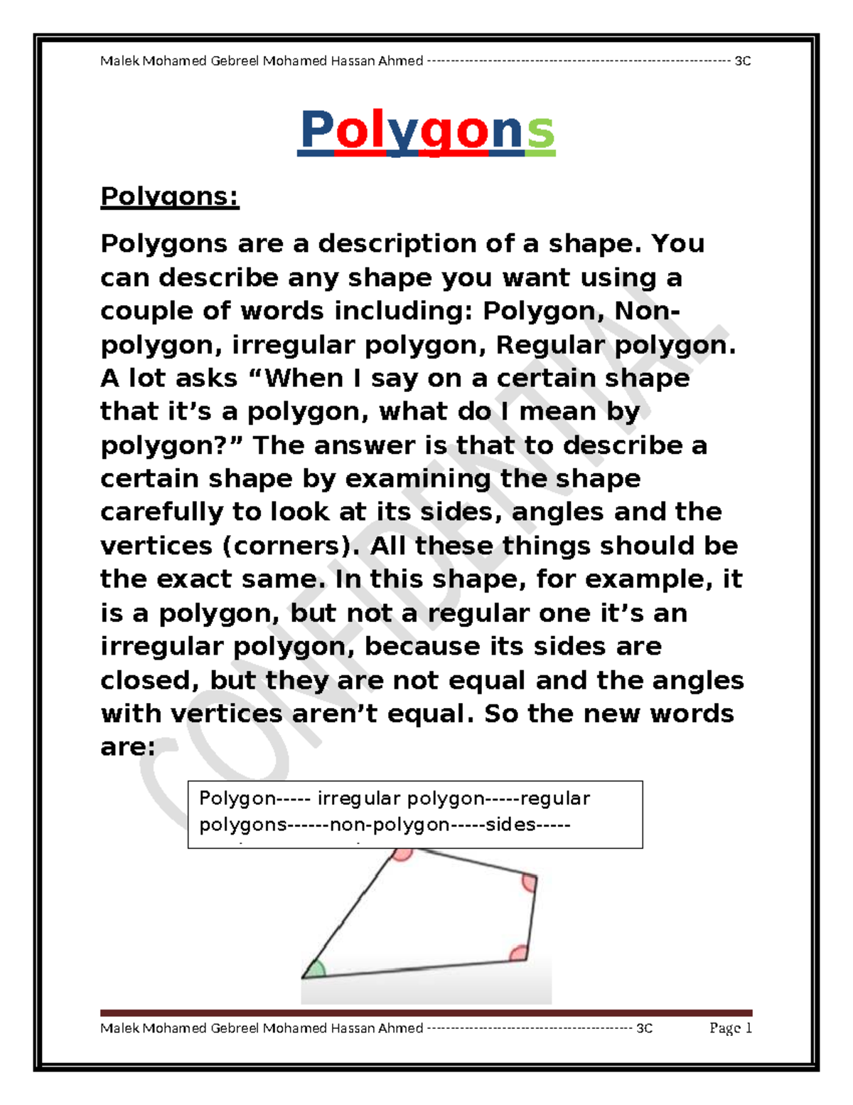 3C Lesson Notes: Understanding Polygons and Their Types - Studocu