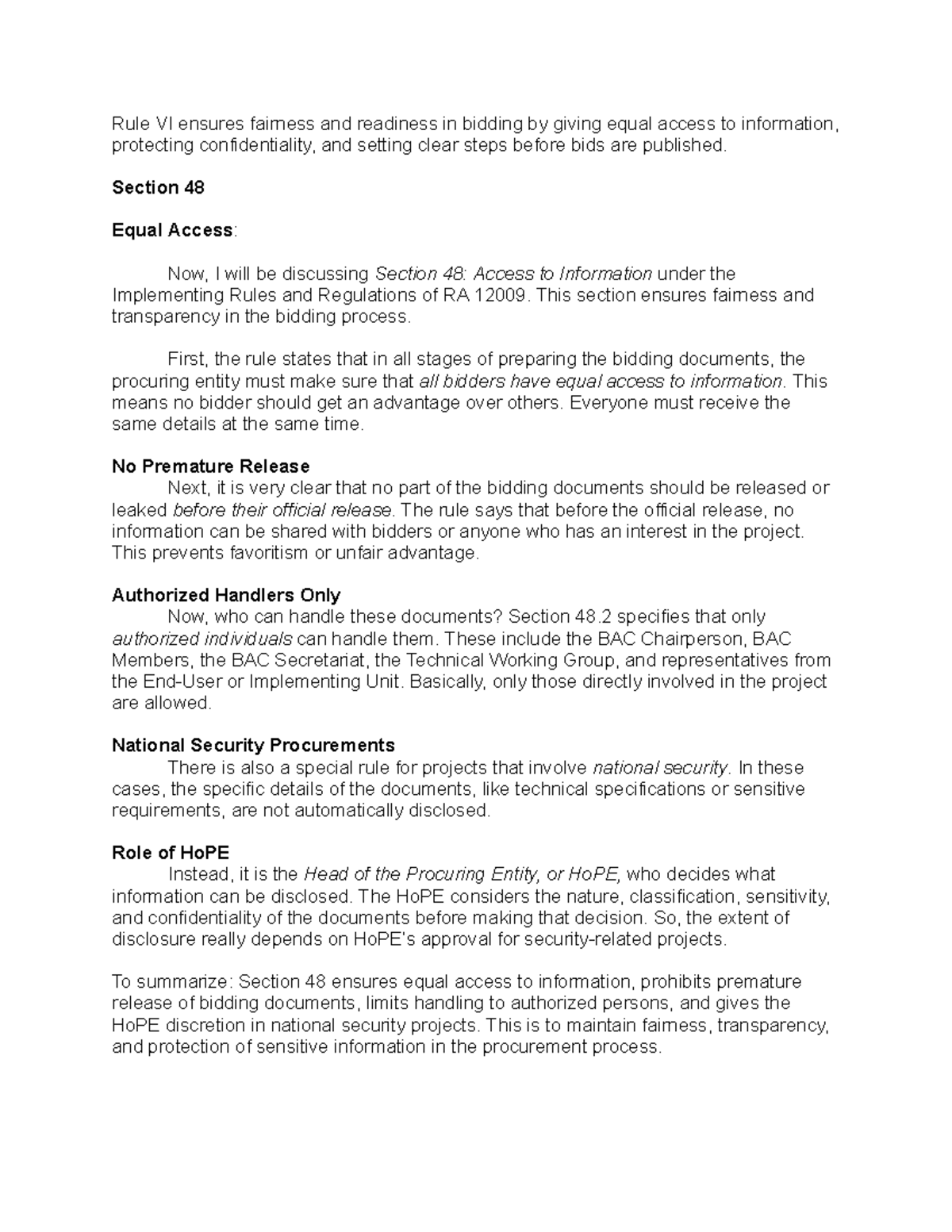 BAM 242 Procurement Law Notes: Sections 48 & 49 Overview - Studocu