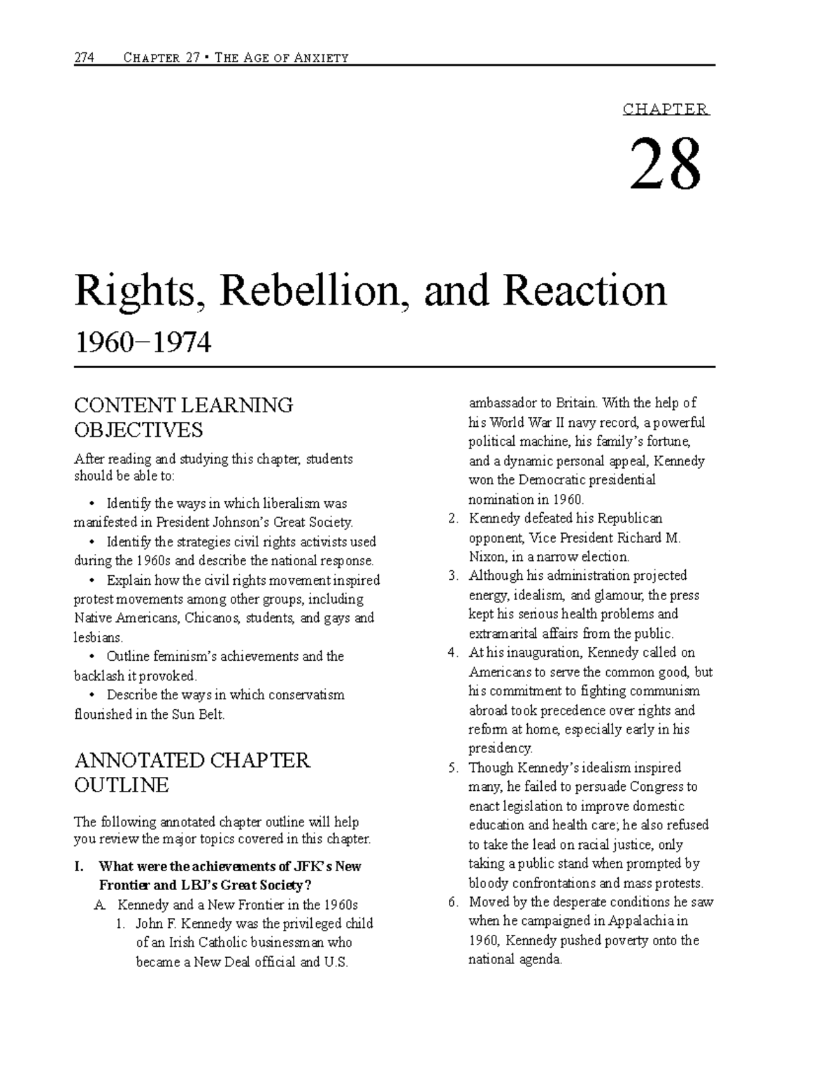 Chapter 28: Rights, Rebellion, and Social Movements in the 1960s - Studocu