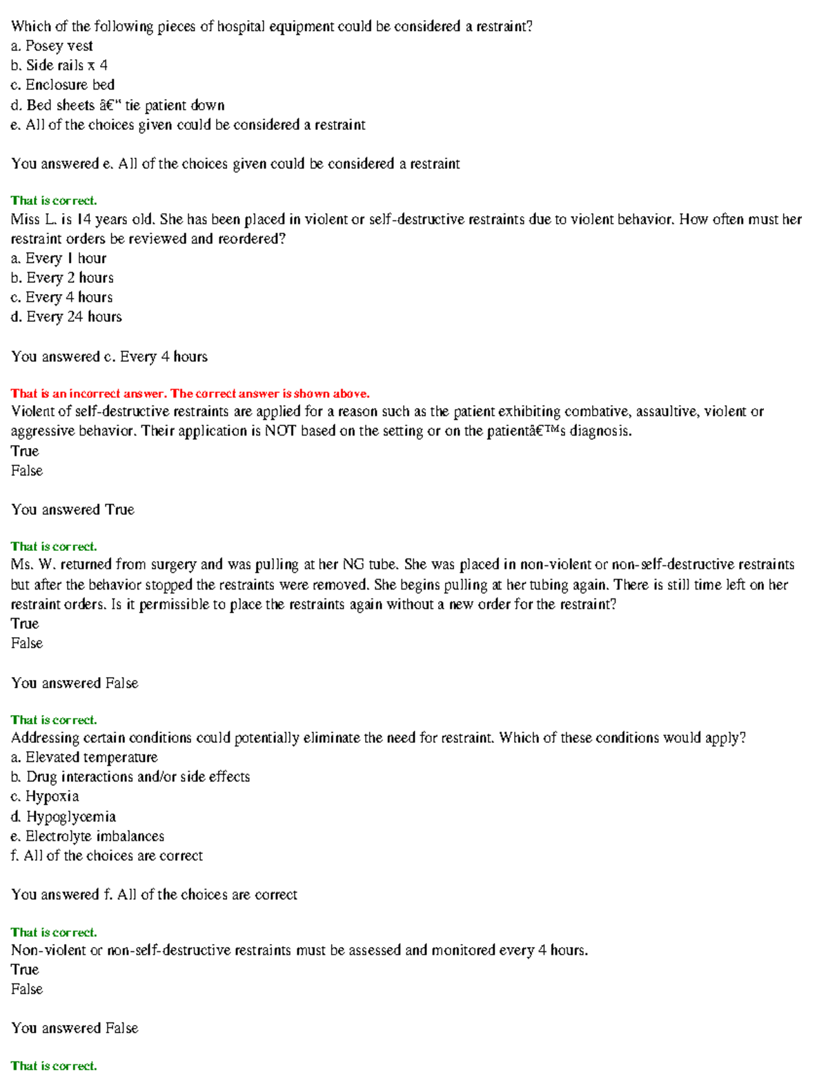 Restraint Use in Hospitals - Notes for Study Review - Studocu