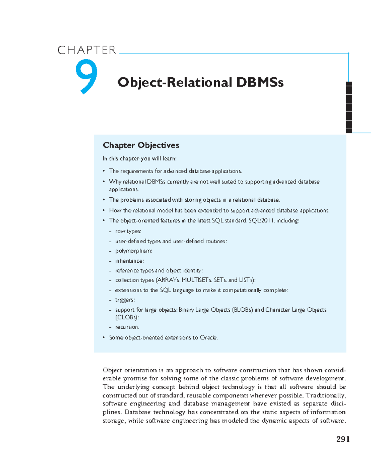 Chapter 09 Object-Relational DBMSs - CHAPTER 9 Object-Relational DBMSs Chapter Objectives In ...