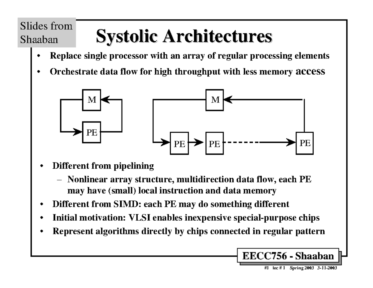 EECC756 Systolic Architectures: Matrix Multiplication Overview - Studocu