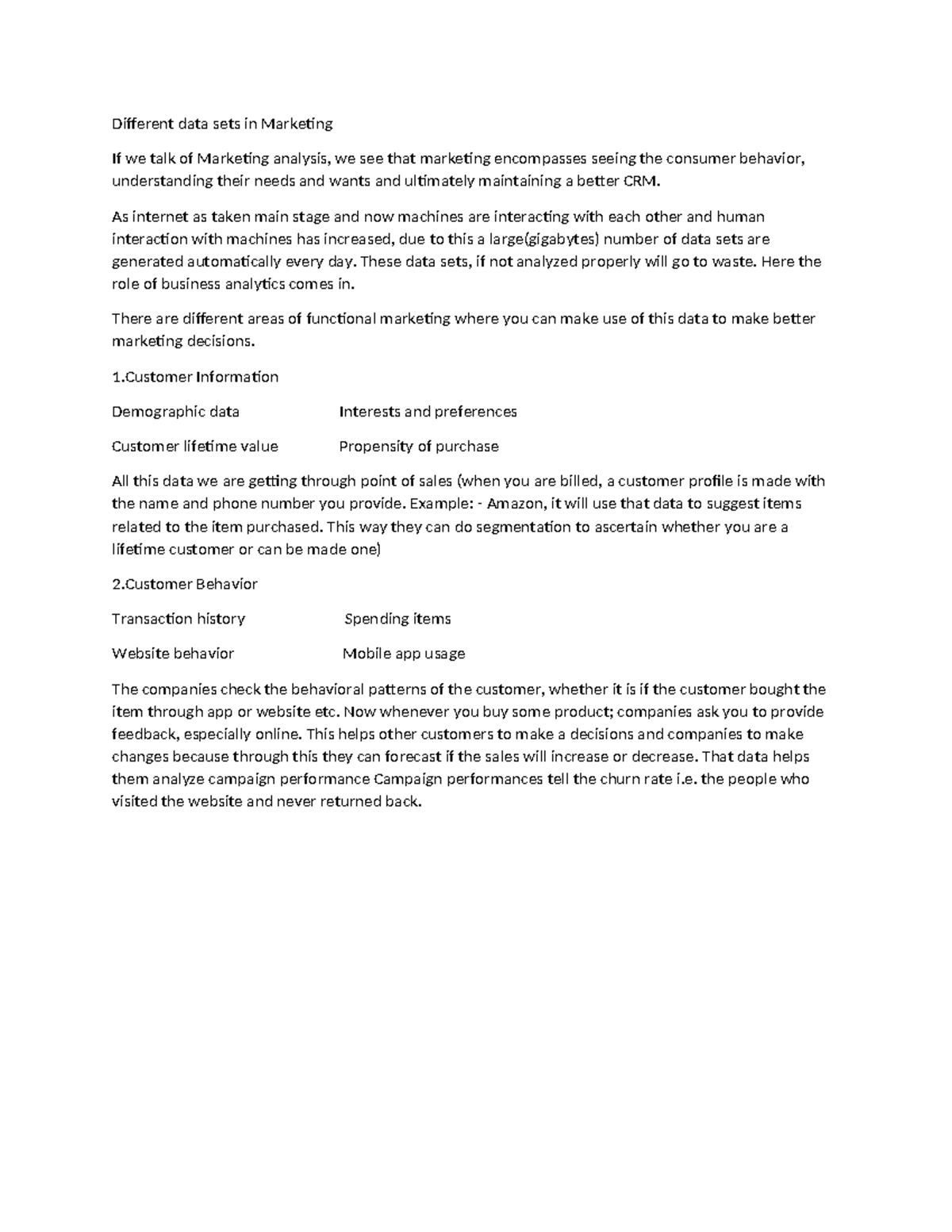 Marketing Data Sets Analysis: Insights and Applications - Studocu