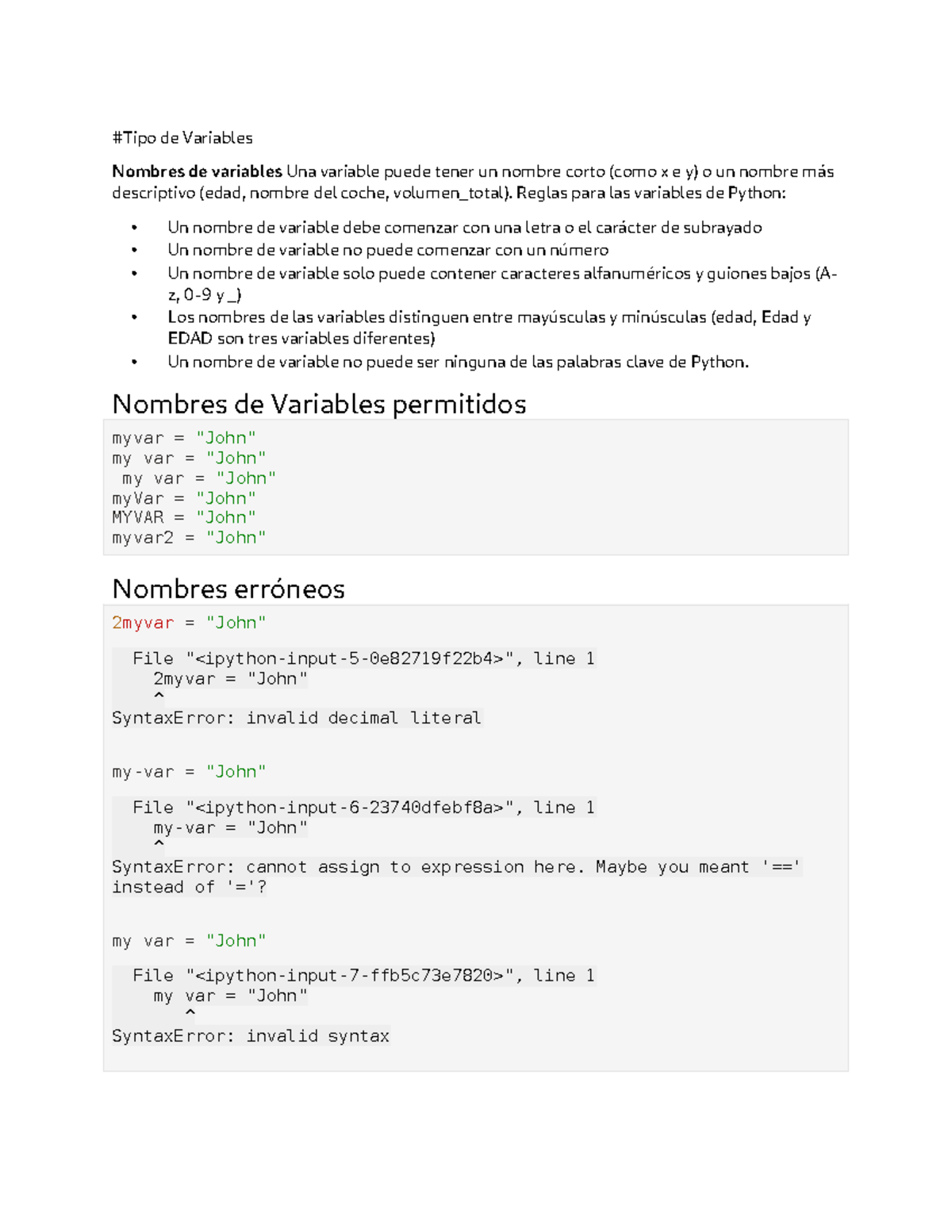 Variables y Expresiones en Python - Curso de Programación 2 - Studocu