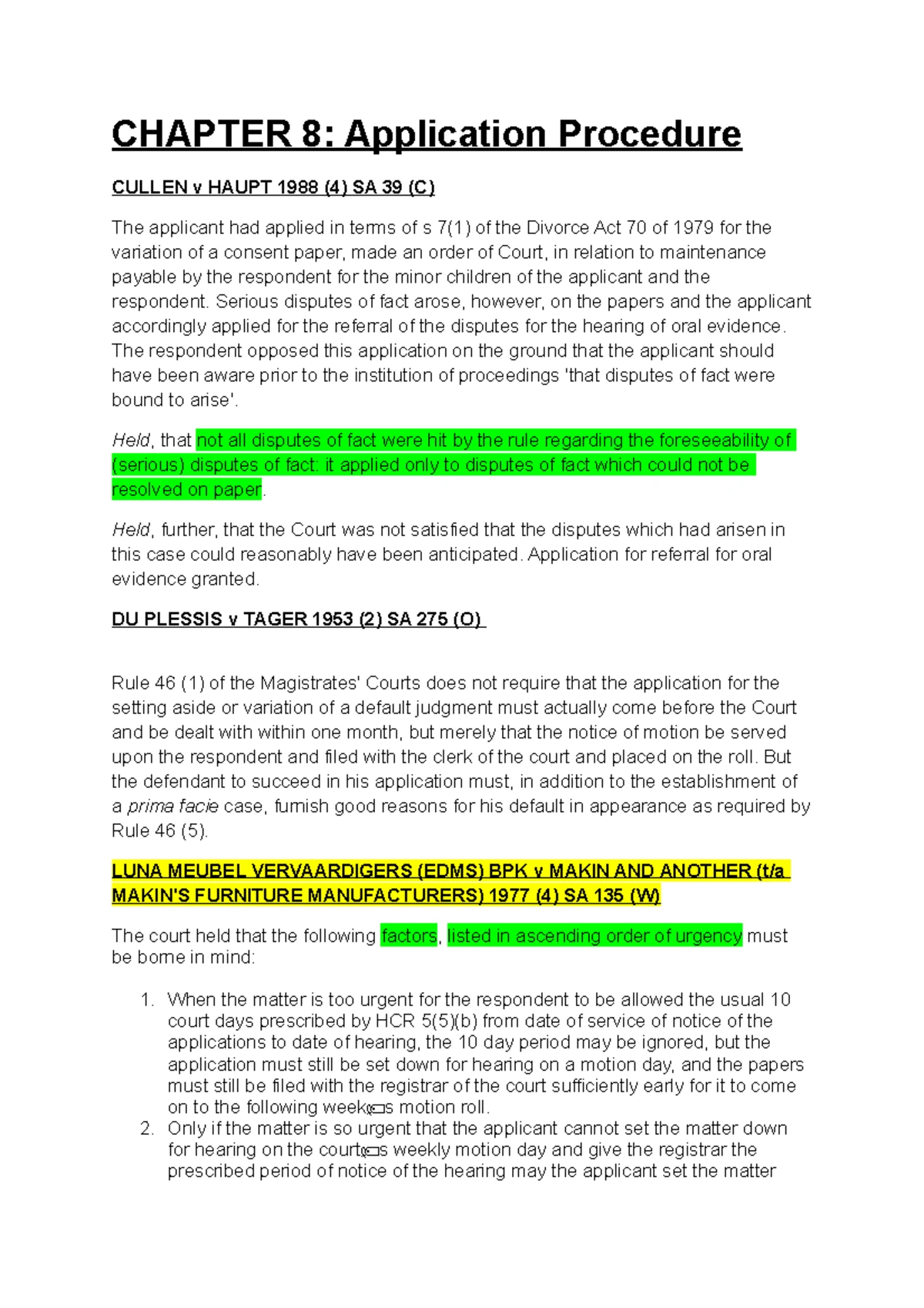 Exception Procedures Under High Court Rule 23 & Magistrate Court Rule 19 - Studocu