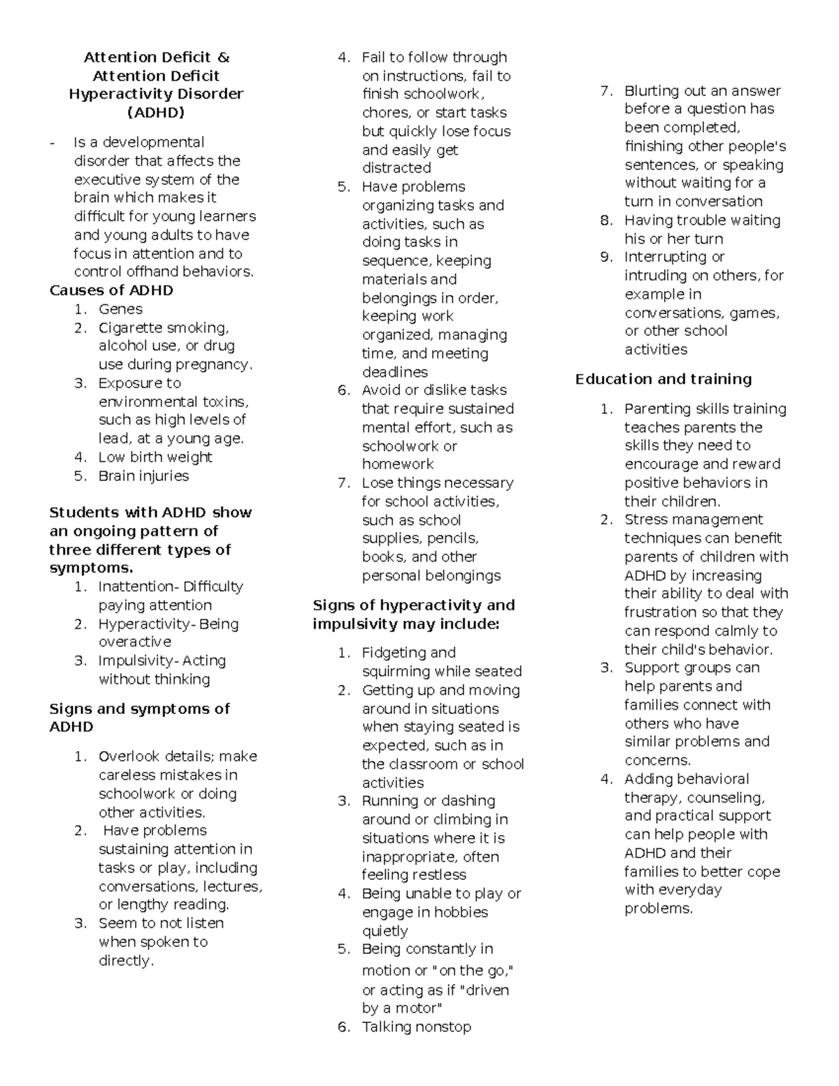 ADHD Lesson 1: Understanding and Managing Attention Deficit Disorder ...