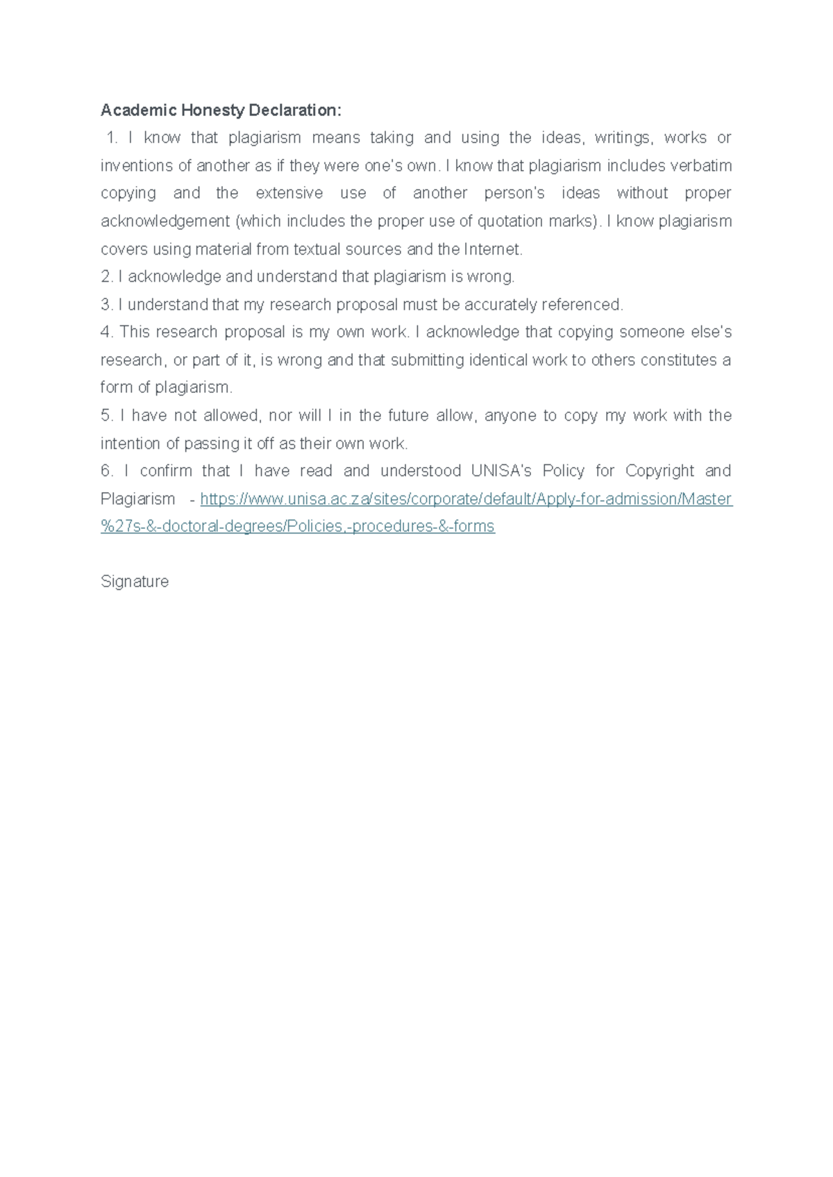 Academic honesty declaration and plagiarism policy overview - Studocu