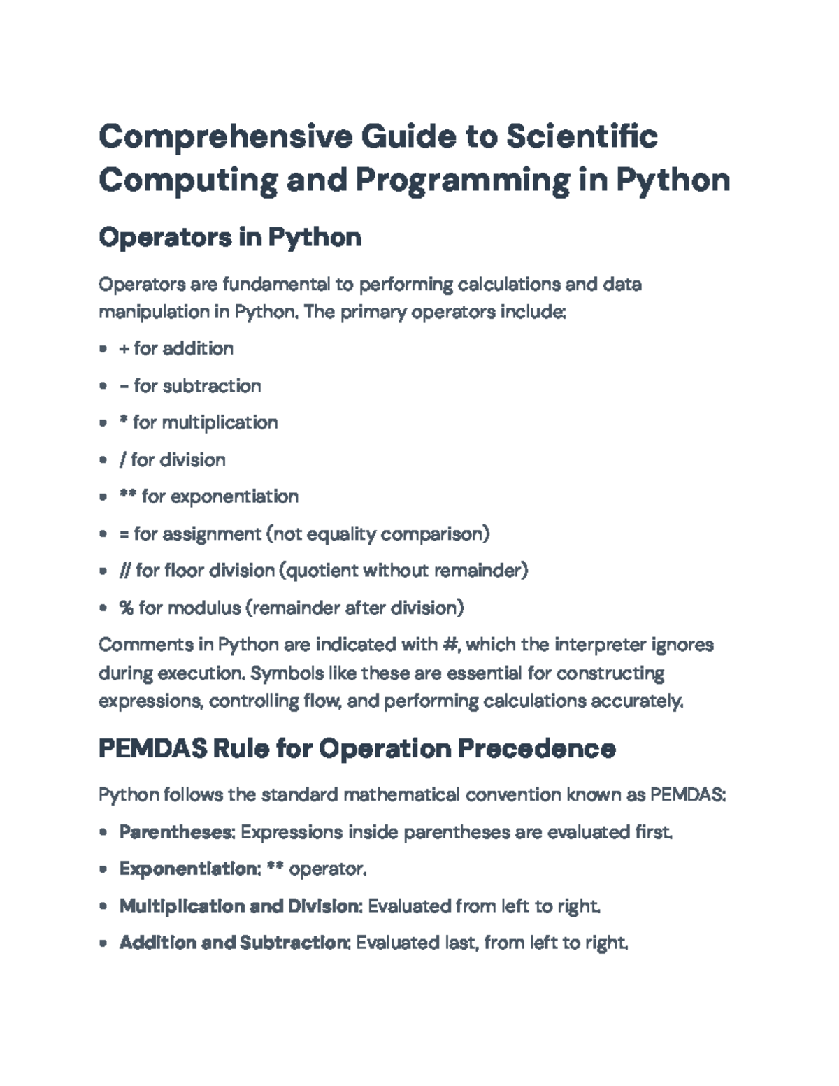 Comprehensive Guide to Python Programming for Scientific Computing (CS101) - Studocu