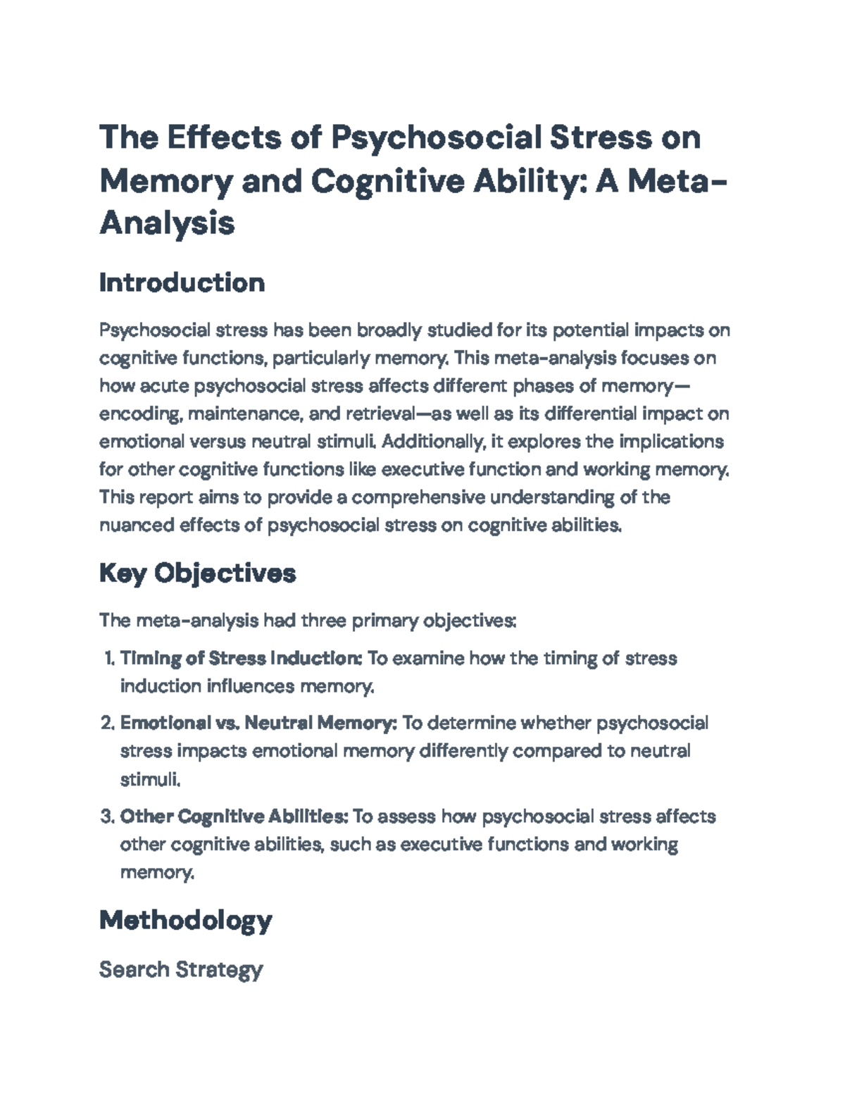 Meta-Analysis: Effects of Psychosocial Stress on Memory & Cognition ...