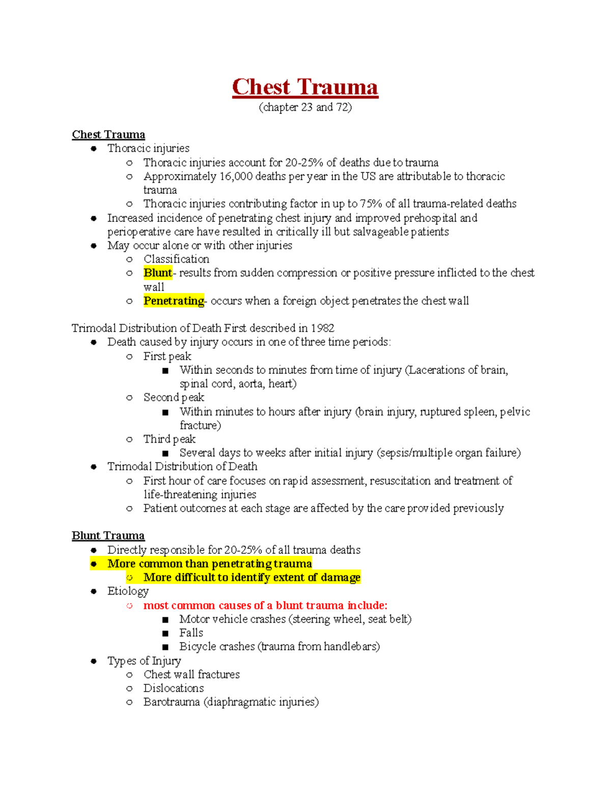 Chapter 23: Comprehensive Overview of Chest Trauma Assessment and ...