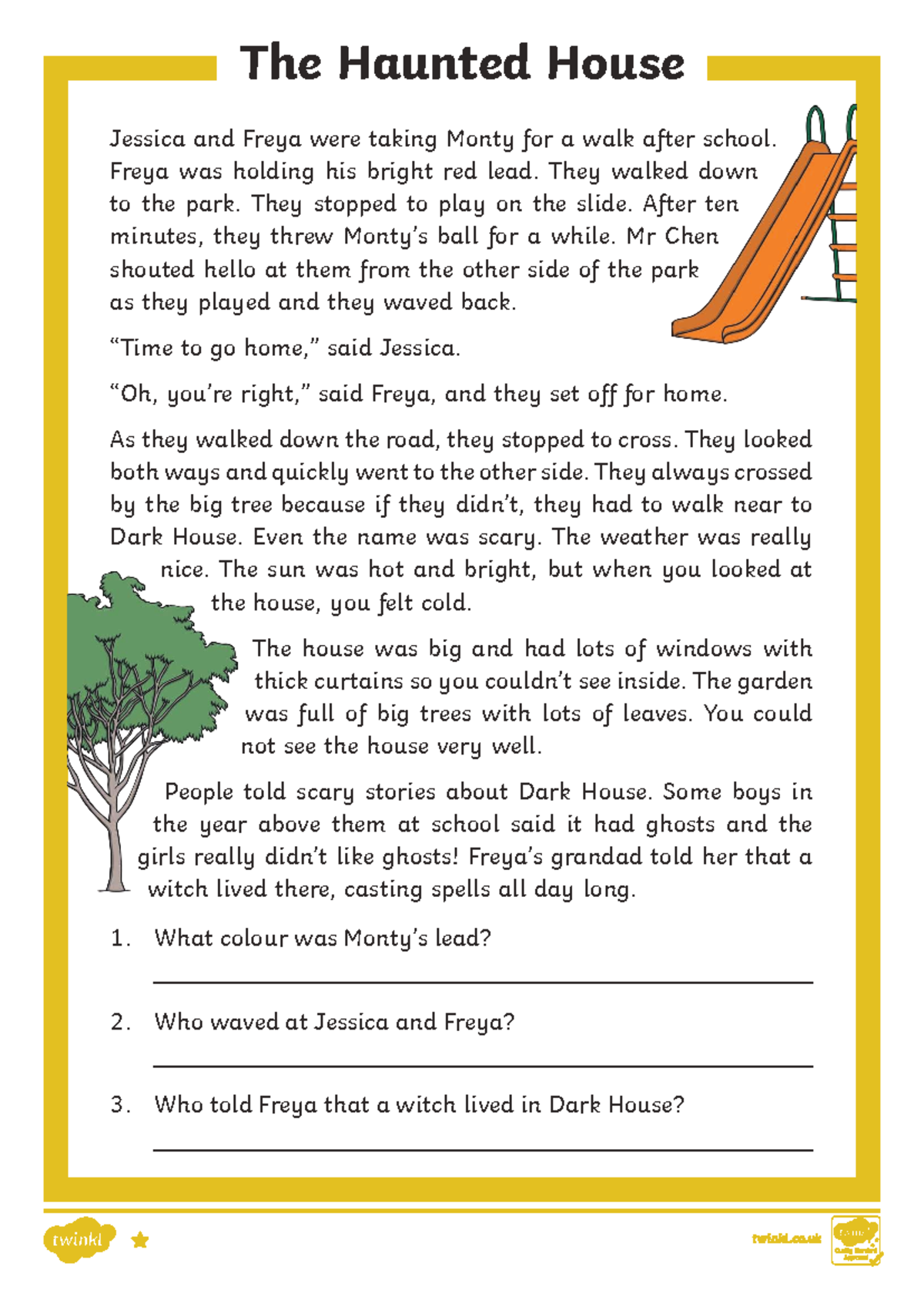 The Haunted House (Reading Comprehension) - Questions & Answers - Studocu