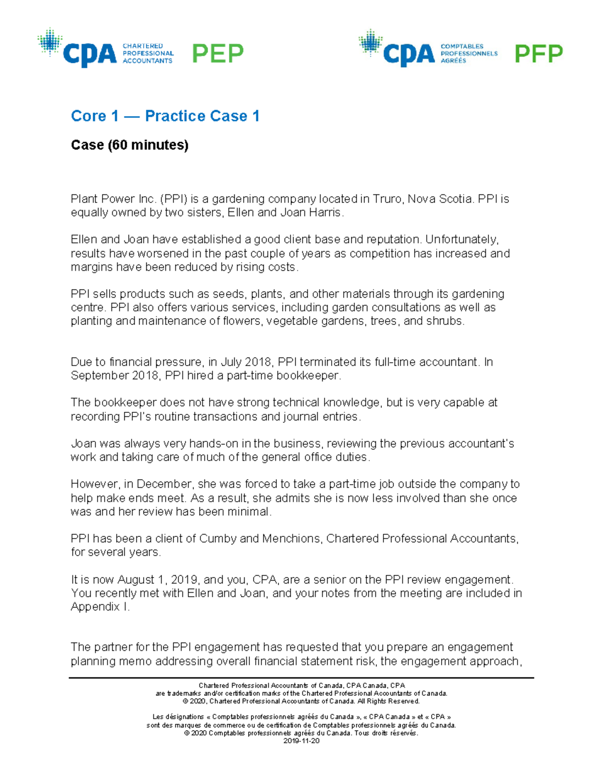 PC1 - CPA BC CORE 1 2022 Practice Case on Plant Power Inc. - Studocu