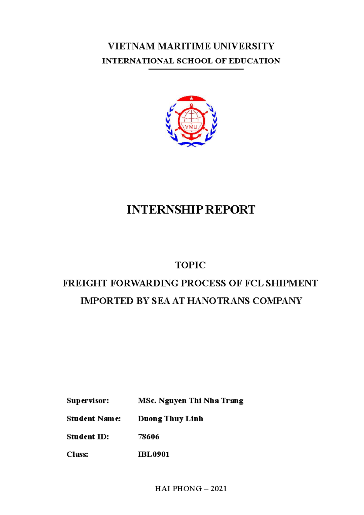 4 Internship Report Format for logistics - International bussiness and ...