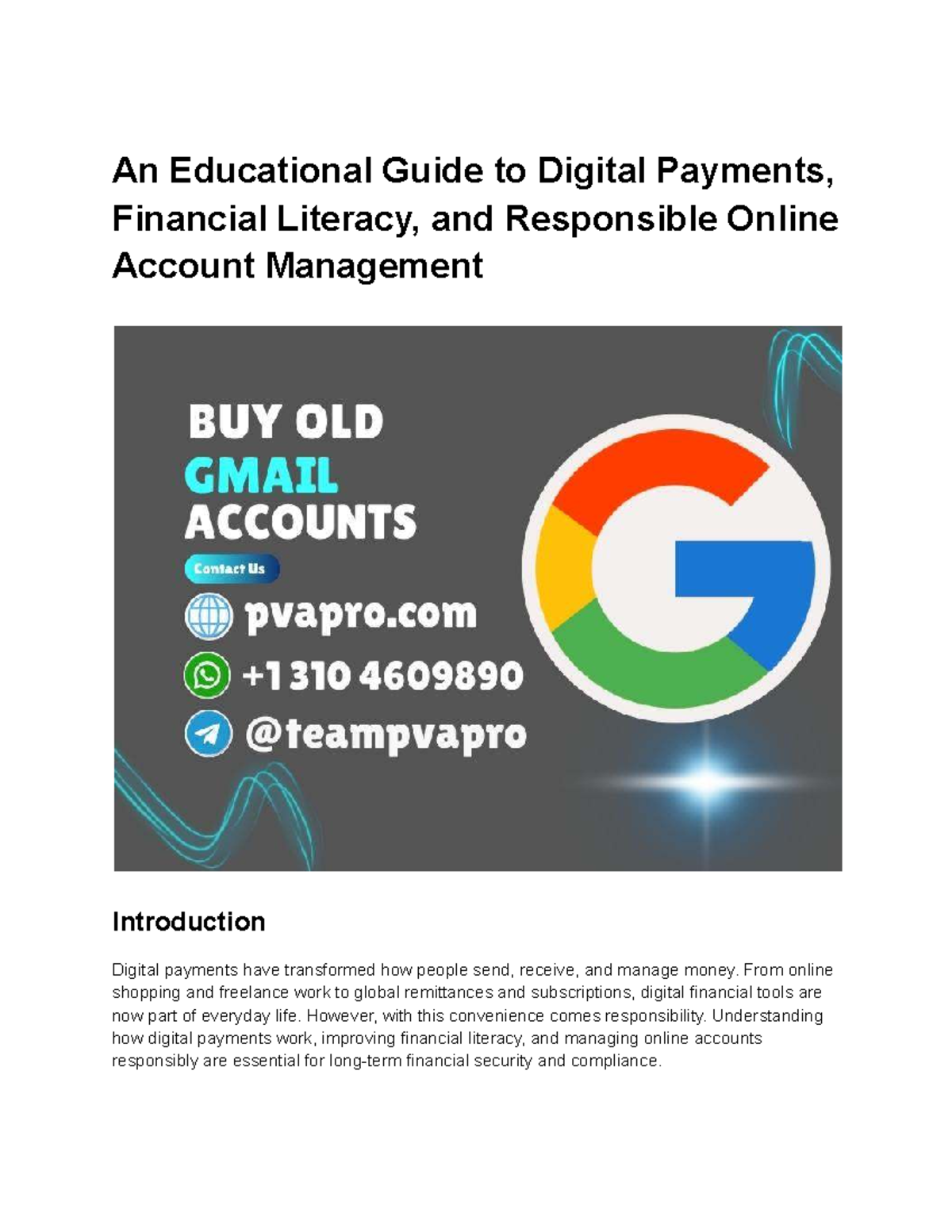 Digital Payments & Account Management Guide: Financial Literacy ...