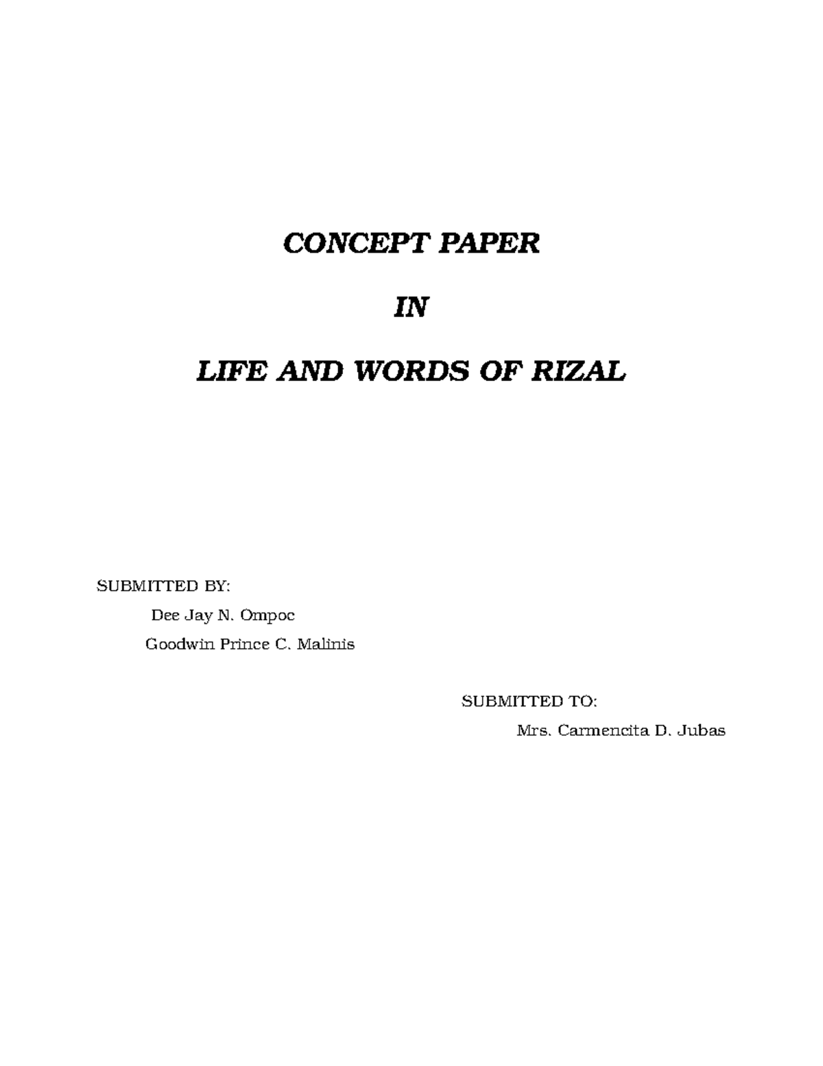 Concept Paper on José Rizal and His Impact on Philippine History - Studocu