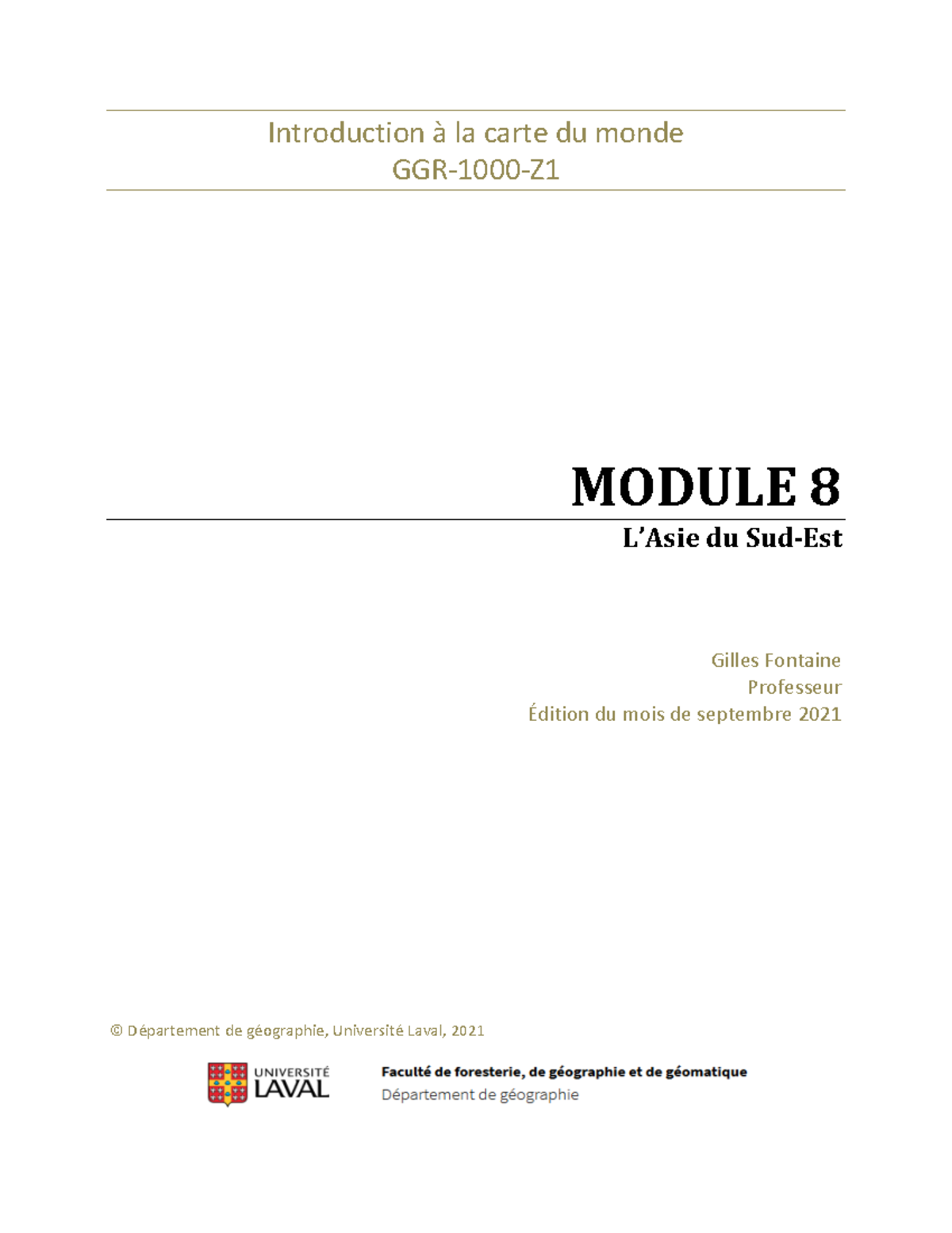 Module 8 - Notes de cours du prof - Introduction à la carte du monde ...