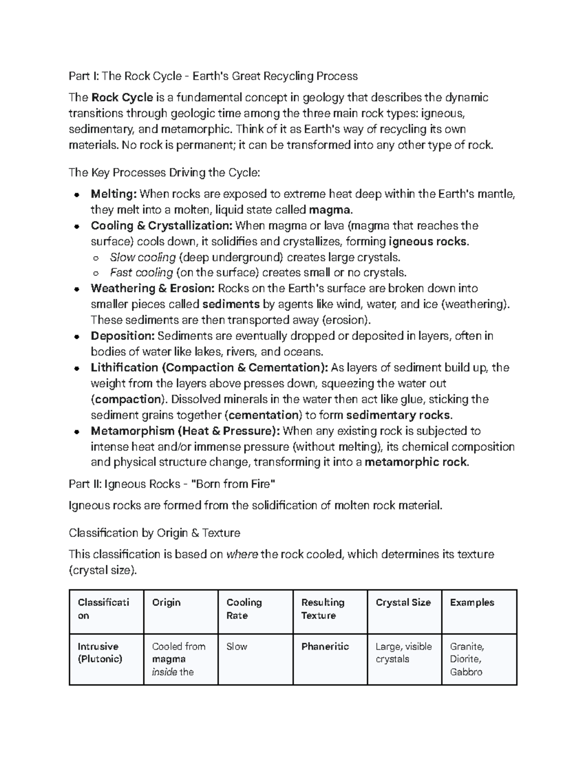 Rocks (GEOL101): Understanding the Rock Cycle and Types - Studocu