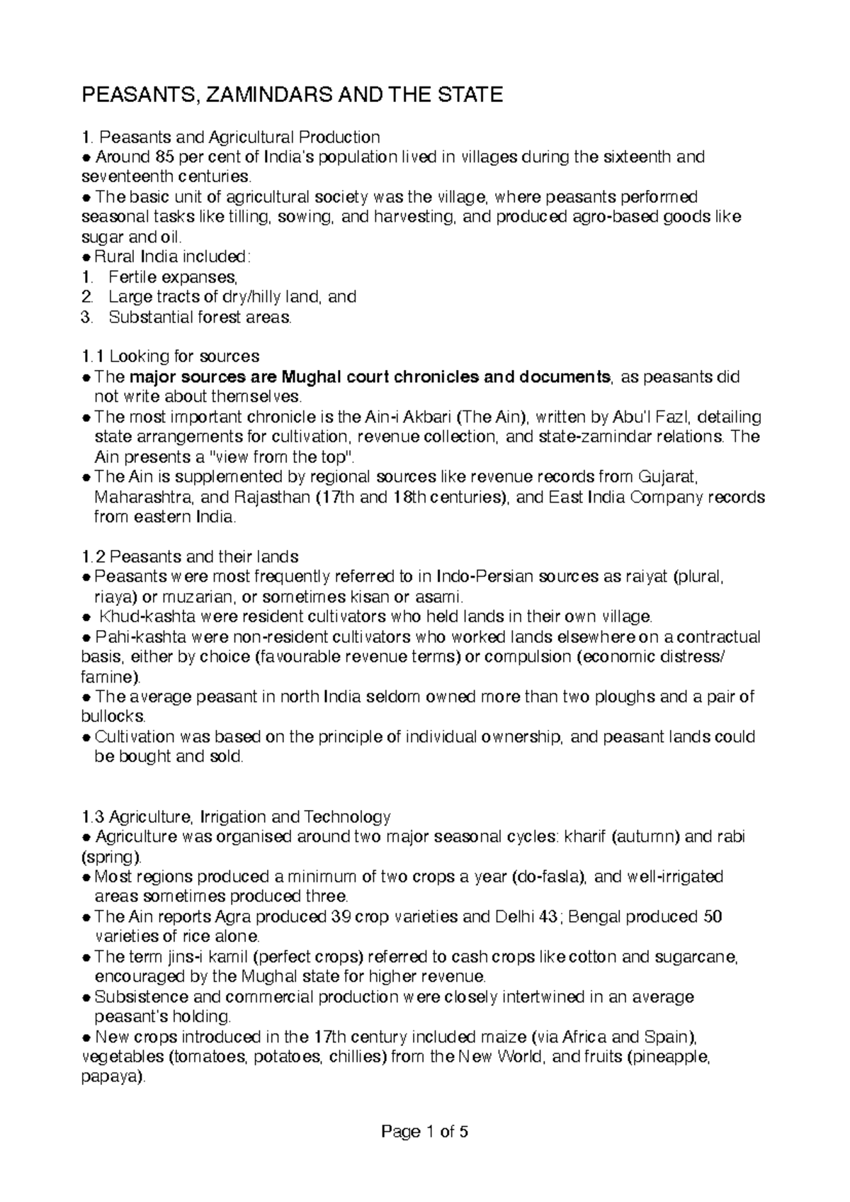 PEASANTS, ZAMINDARS AND THE STATE: A HISTORICAL OVERVIEW - Studocu