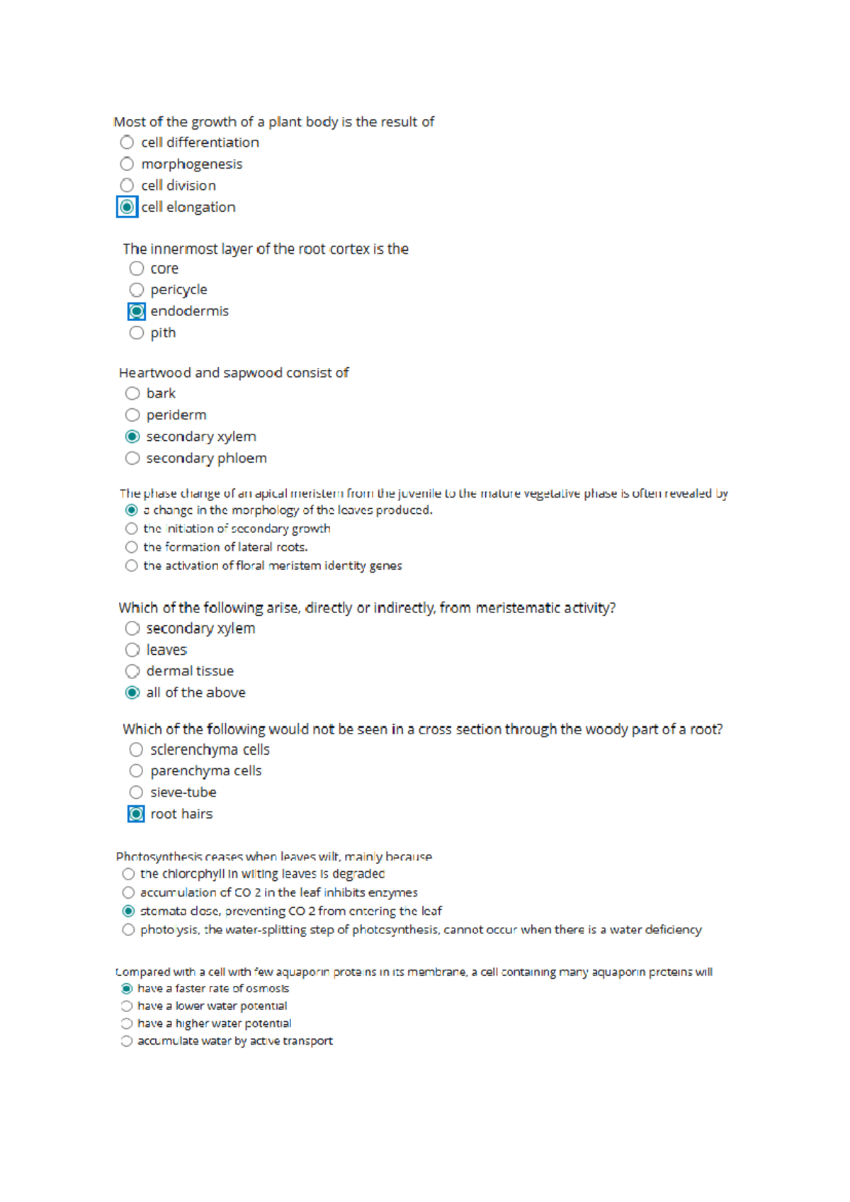 Biology Homework: Plant Growth & Meristematic Activity Insights - Studocu