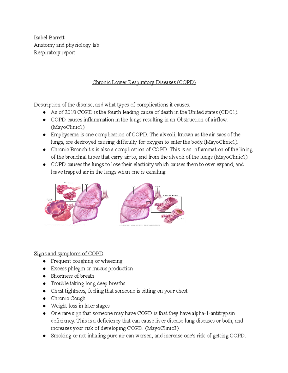 Anatomy and physiology lab 2 Respiratory report - As of 2018 COPD is ...