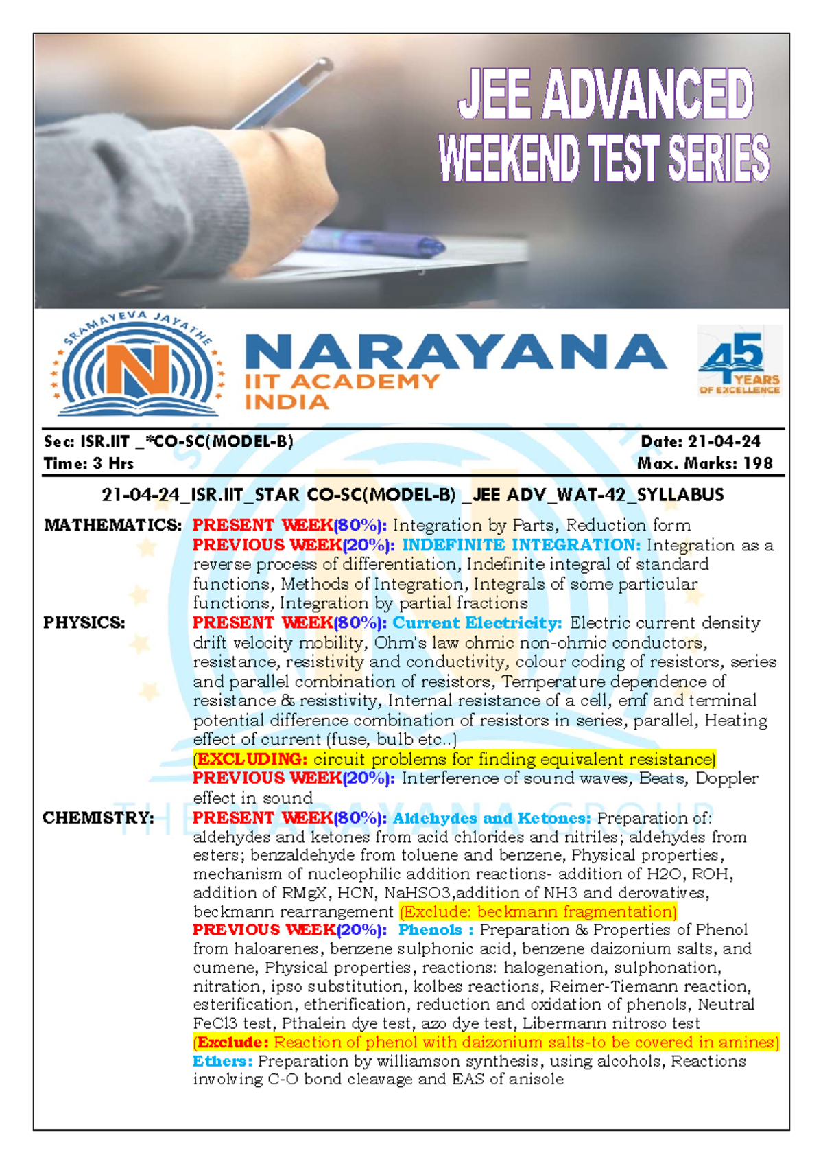 JEE ADV 2020(P-I) Model-B Question Paper - ISR.IIT STAR CO-SC - Studocu