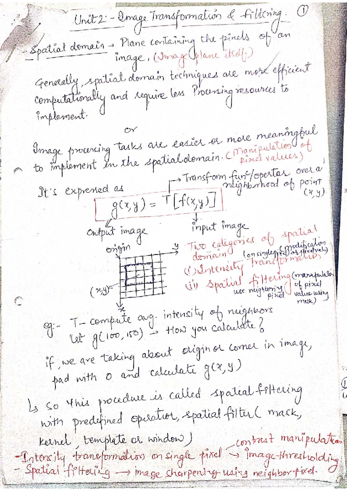 DIP UNIT 2 - Image Transformation & Filtering: Techniques and Functions - Studocu