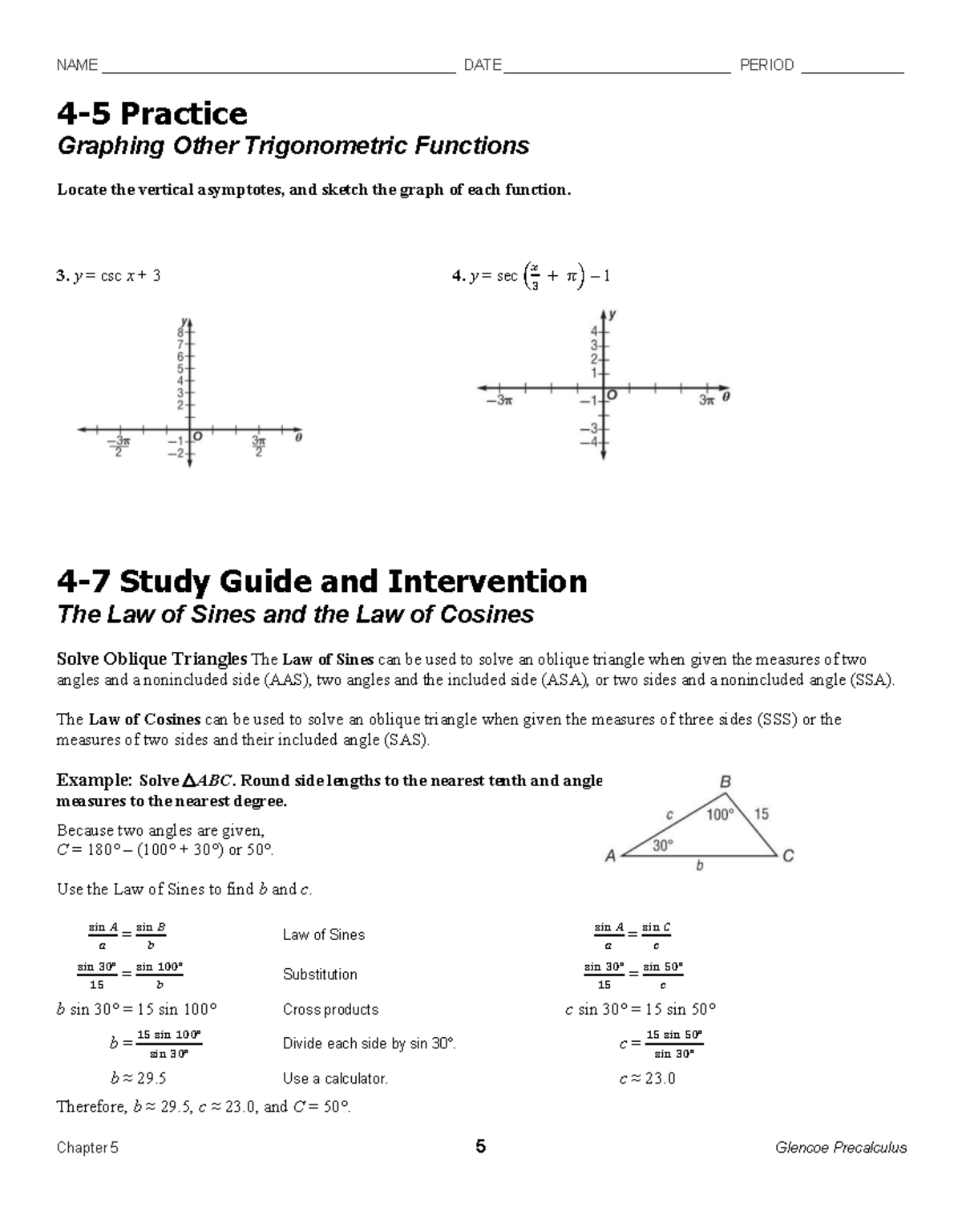 Precalculus III: Chapter 5 Study Guide on Trigonometric Functions - Studocu