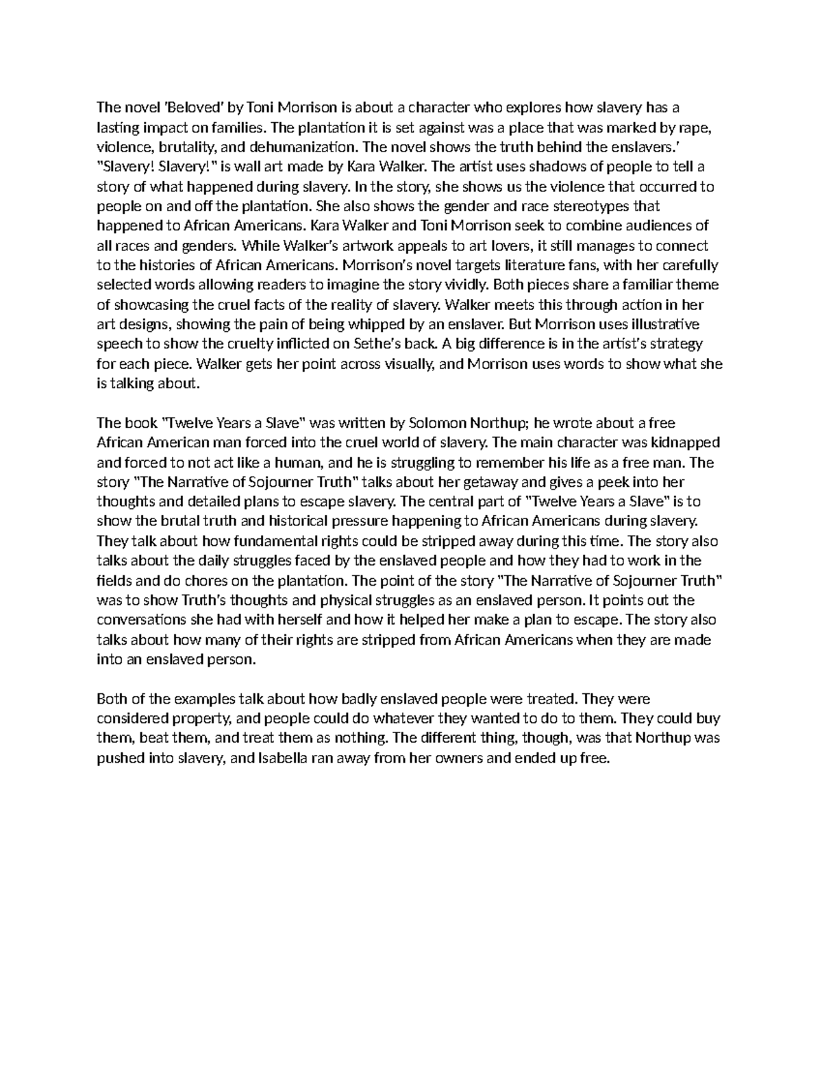 QSM2 Task 1 - Task 1 Essay. - The novel 'Beloved' by Toni Morrison is ...