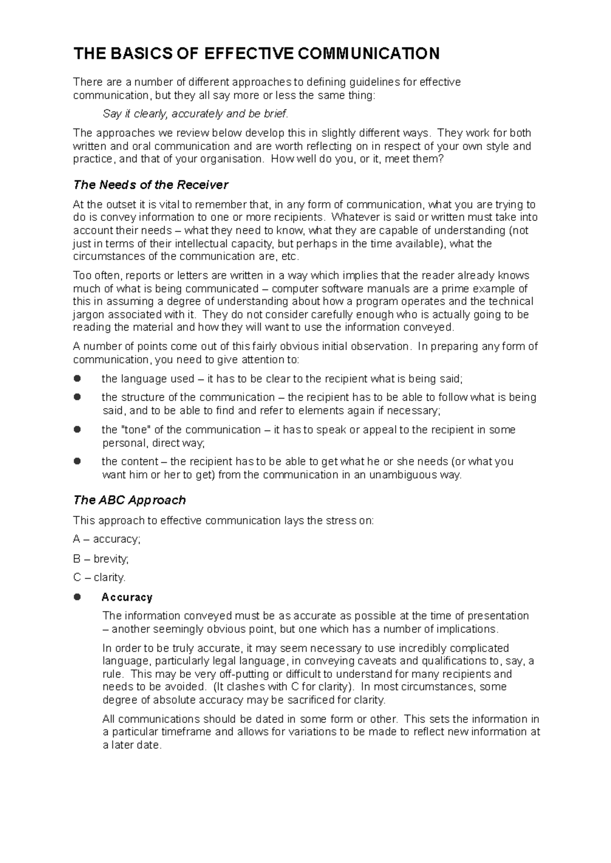 THE Basics OF Effective Communication - THE BASICS OF EFFECTIVE ...