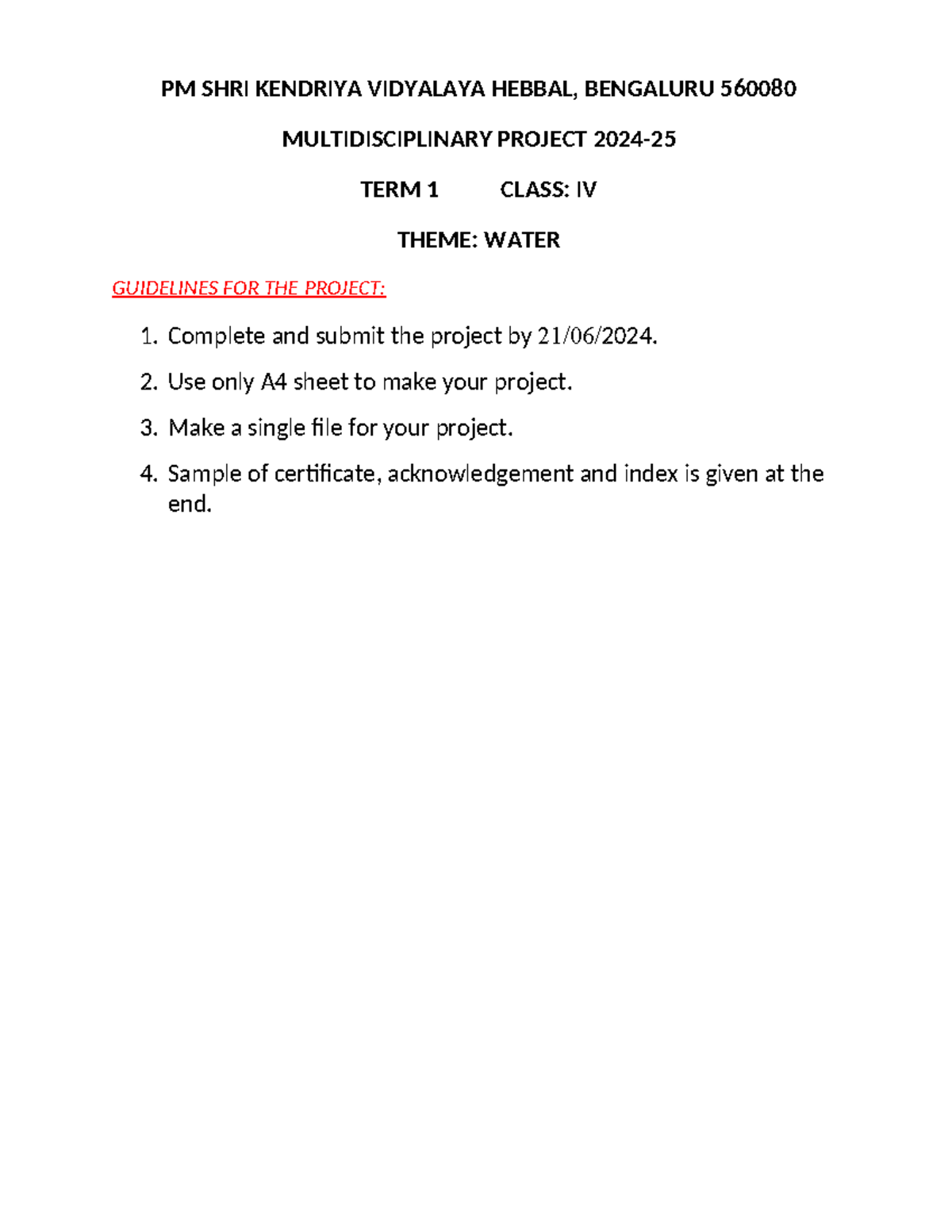 CL 4 TERM 1 MDP: Water Multidisciplinary Project Guidelines 2024 - Studocu