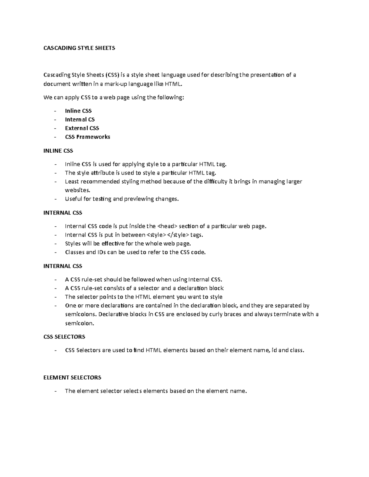 Cascading Style Sheets - CASCADING STYLE SHEETS Cascading Style Sheets ...