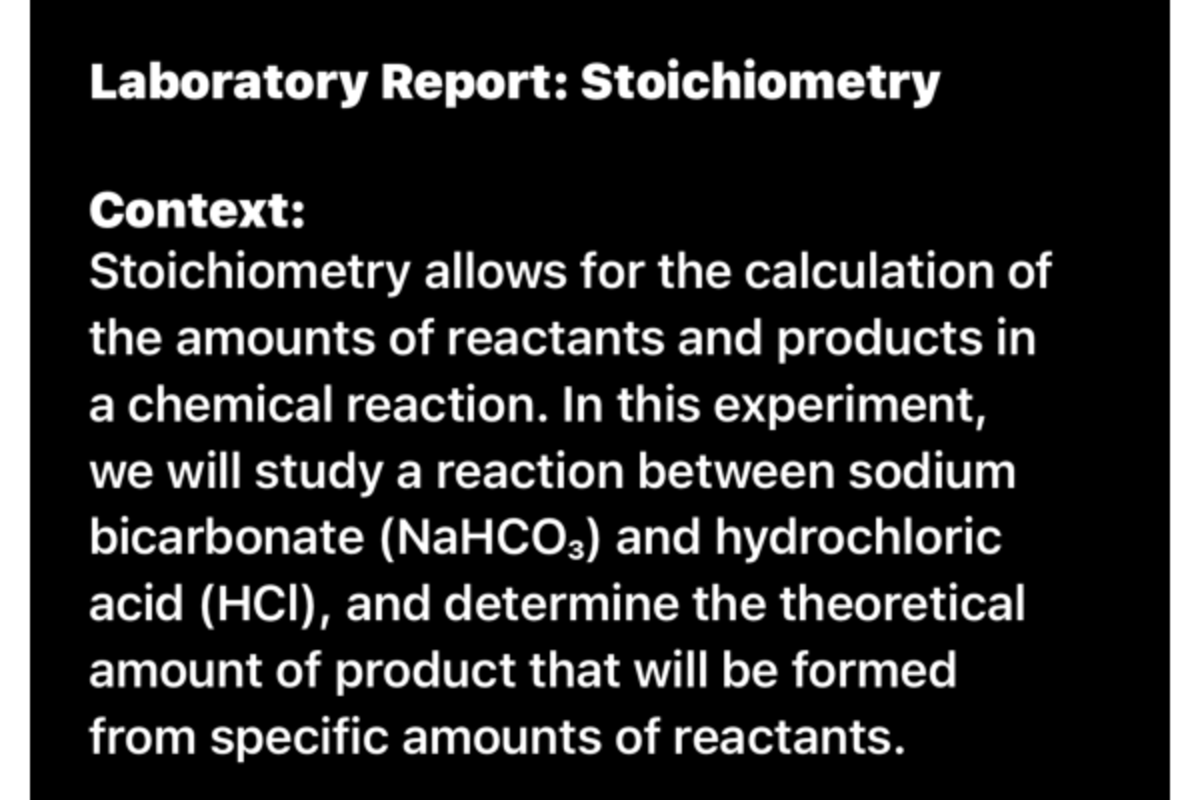 Lab rapport in English - Stoechiometry - Laboratory Report ...