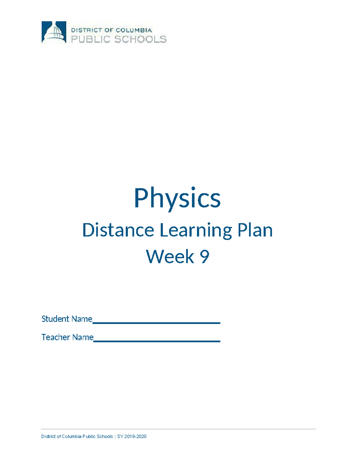 Physics (PHYS101) Distance Learning Plan: Week 9 - Waves Analysis - Studocu
