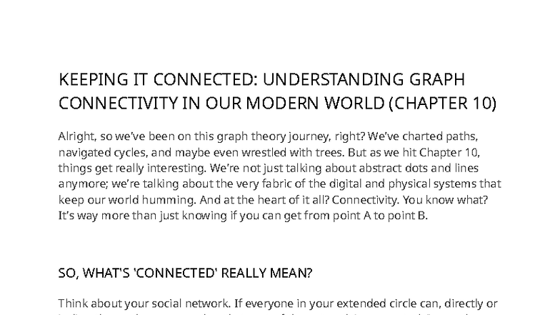 Understanding Graph Connectivity in Modern Systems (MATH 101) - Studocu