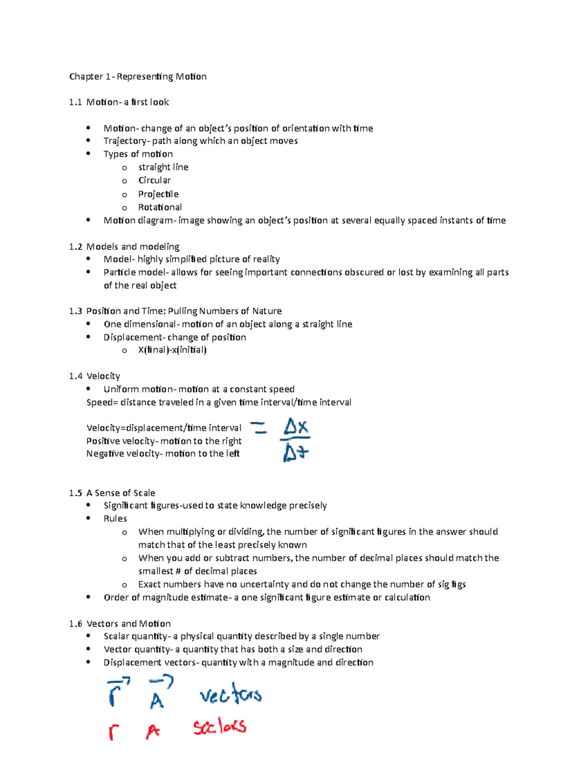 Chapter 1 PHYS 101 - Understanding Motion and Its Representation - Studocu