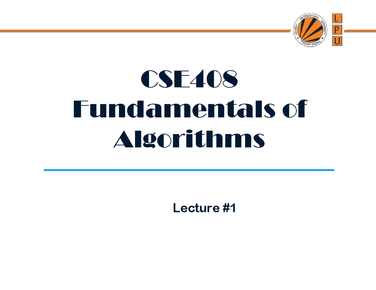 Lecture 1(Fundamental of algorithms) - Copyright © 2007 Pearson Addison ...