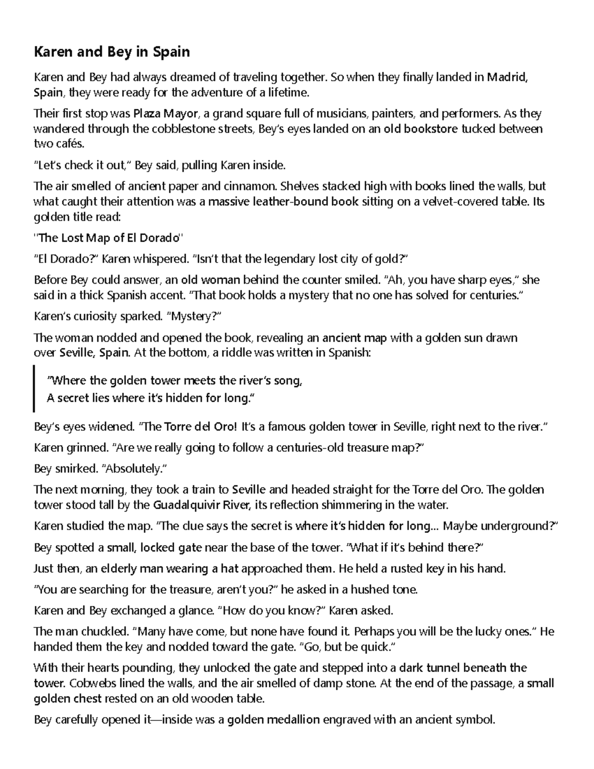 Ll - english - Karen and Bey in Spain Karen and Bey had always dreamed ...