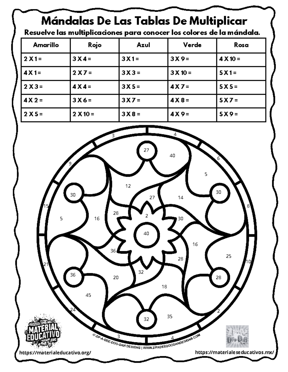 Mándalas de Tablas de Multiplicar: Ejercicios y Colores - Studocu