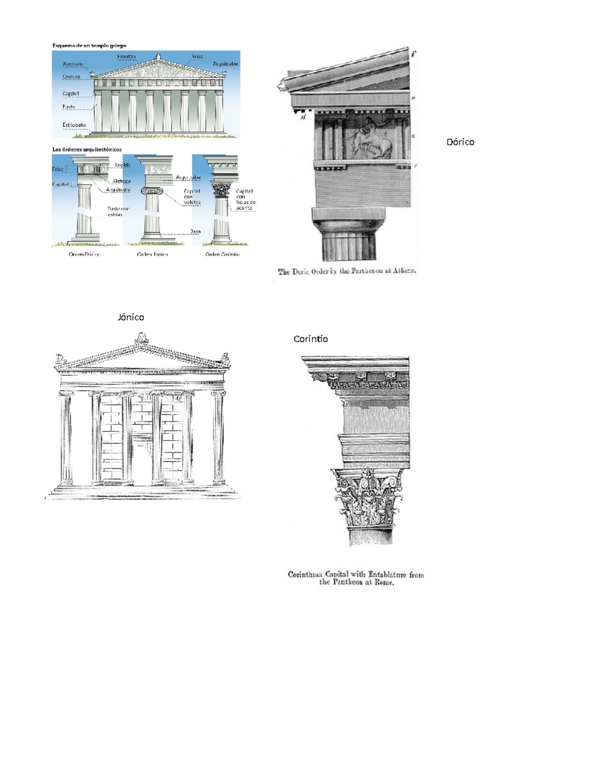 Estilos arquitectónicos griegos - BHS 125 - Esquema de un templo griego ...
